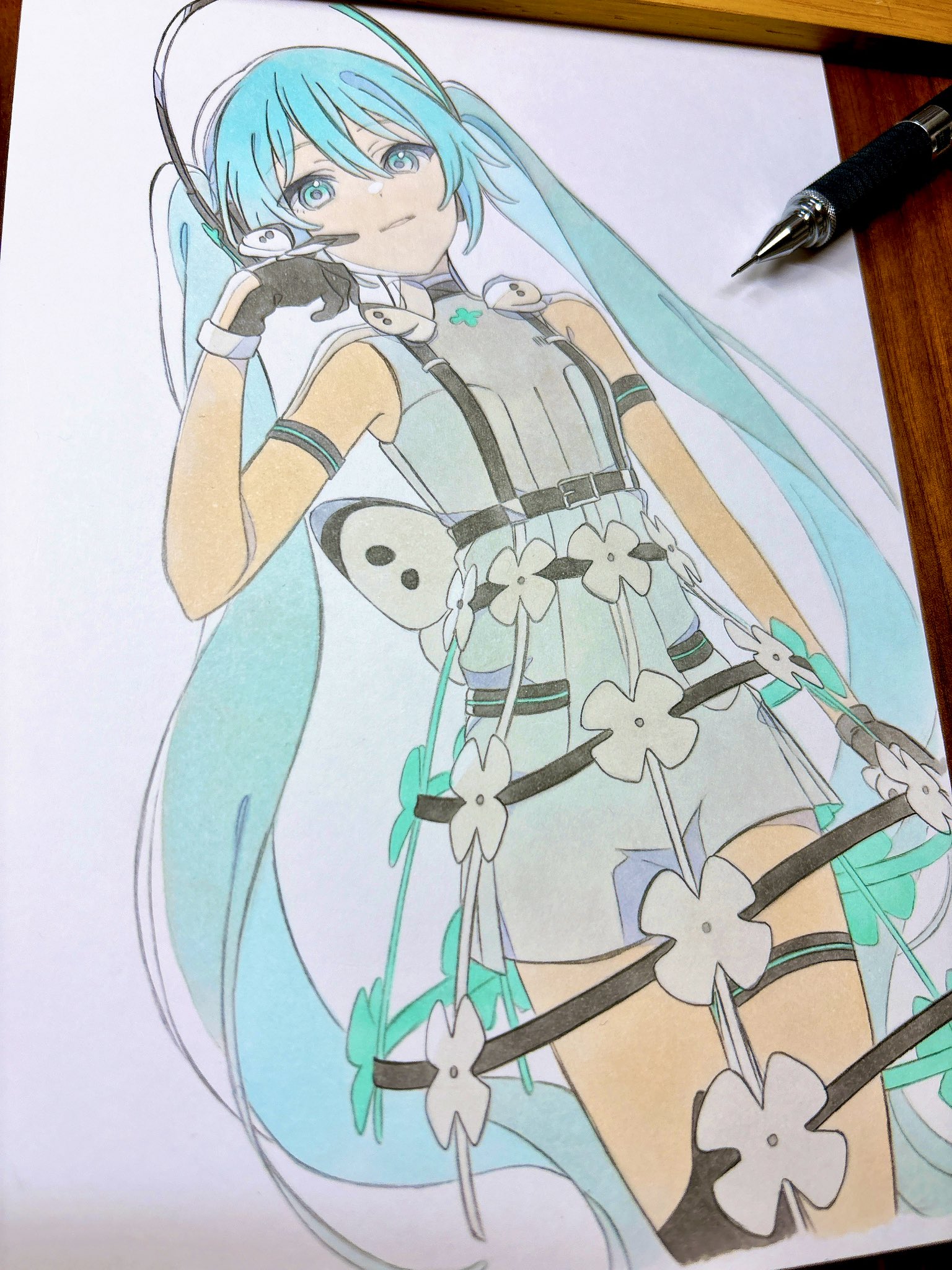 Safebooru - 1girl aqua eyes aqua hair arm at side arm strap armpit cutout armpits barcode bare ...