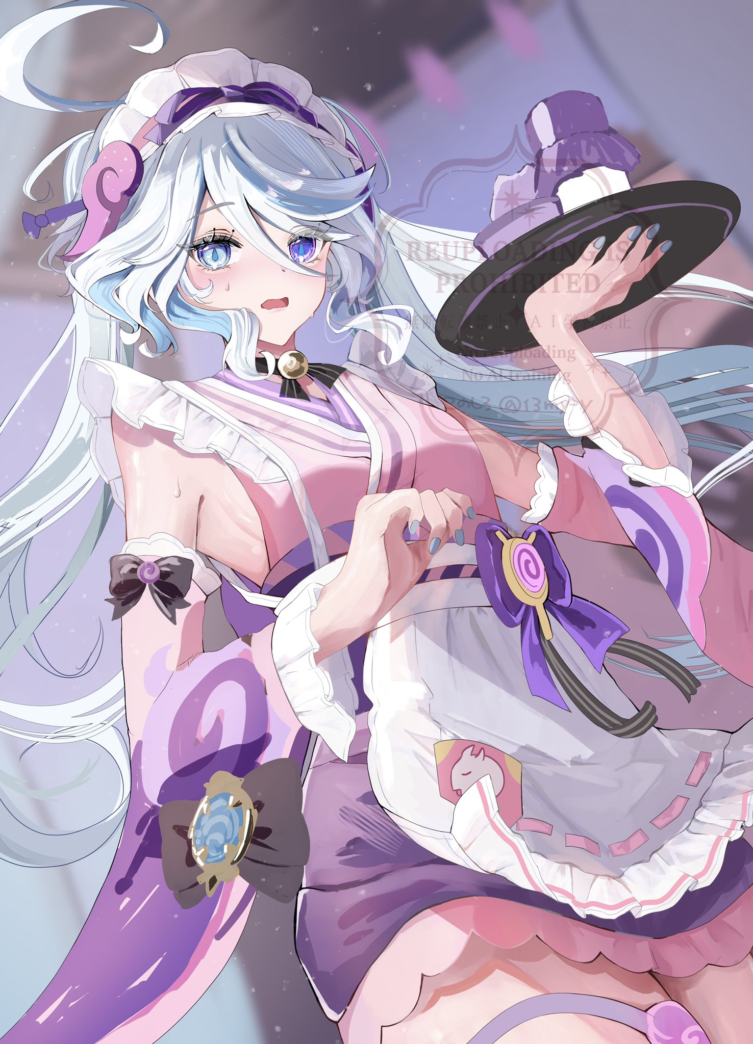 Safebooru - 1girl ahoge blue eyes blue hair blue nails breasts commentary request cosplay cowboy ...