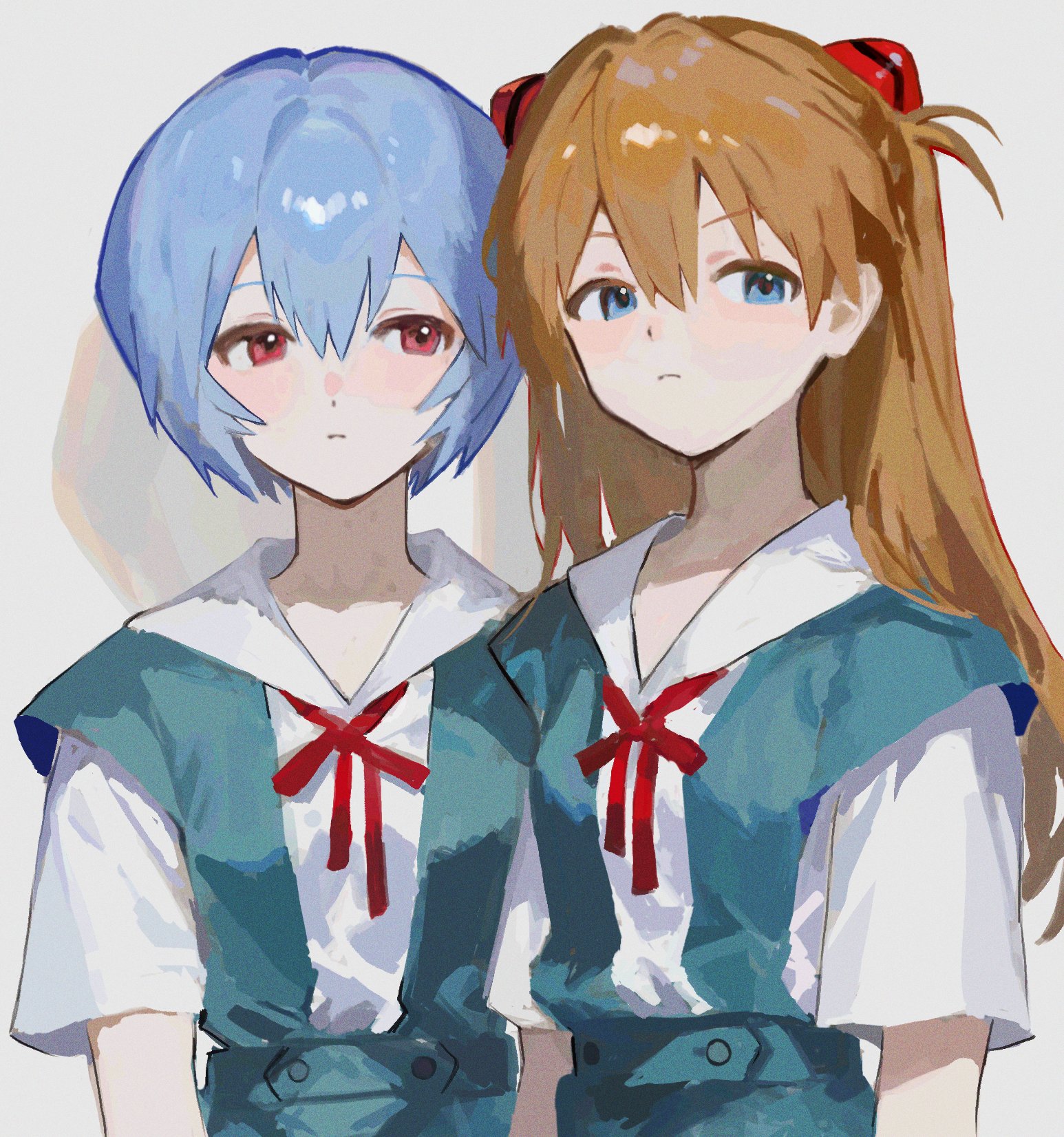 Safebooru - 2girls ayanami rei blue eyes blue hair highres mreek multiple girls neon genesis ...