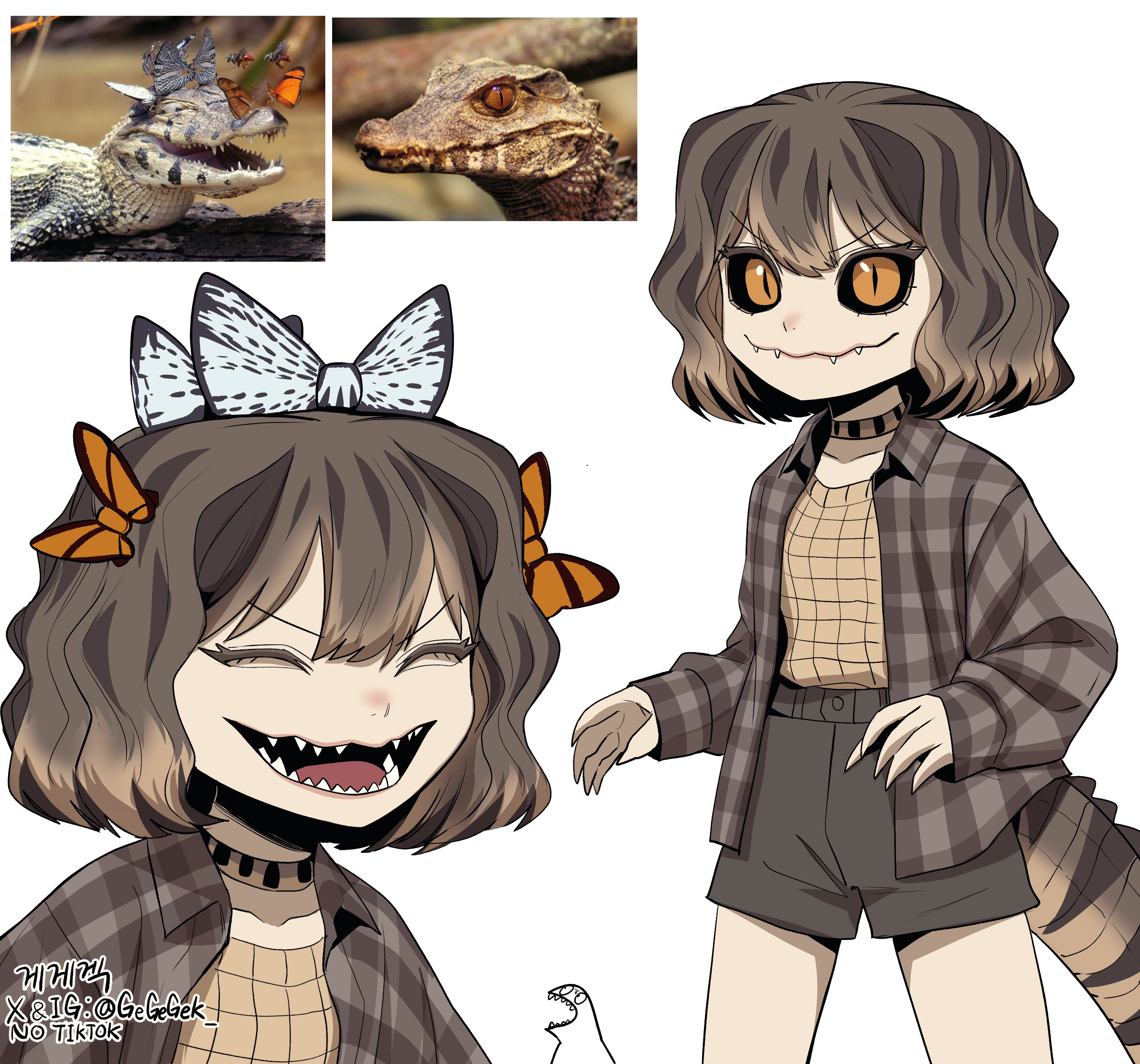 Safebooru - 1girl absurdres alligator alligator girl black sclera brown ...