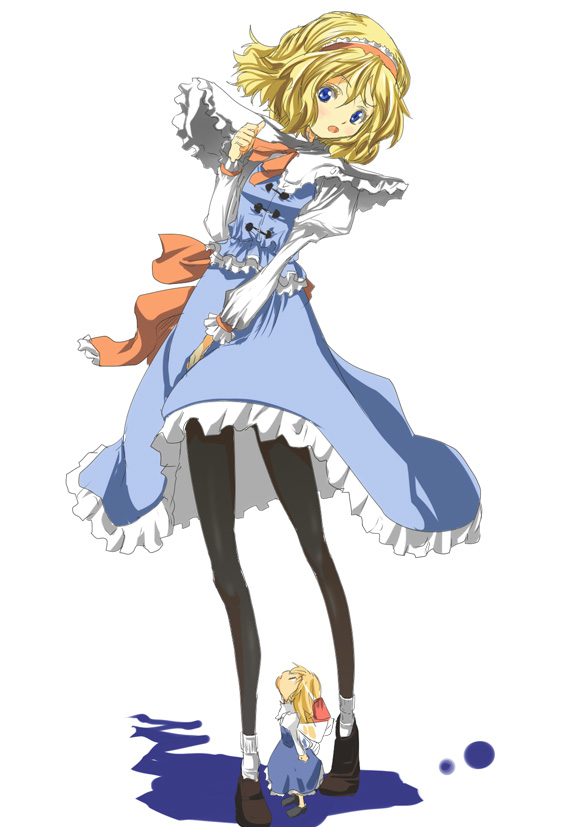 Safebooru - 2girls alice margatroid black legwear blonde hair blue eyes capelet doll dress hair ...