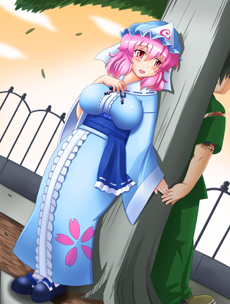 Safebooru - 1girl artist self-insert ganesha hat pink hair red eyes saigyouji yuyuko shin'en ...