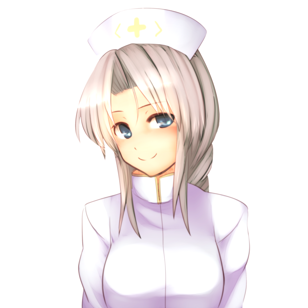 Safebooru - 1girl alternate color blue eyes breasts dress hat long hair ...
