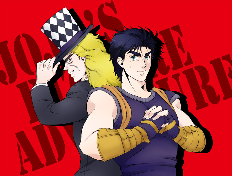 Safebooru - 2boys blonde hair blue eyes blue hair hat jojo no kimyou na ...