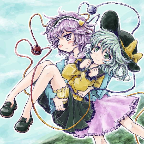 Safebooru - 2girls blue eyes blue hair hairband hat heart komeiji ...