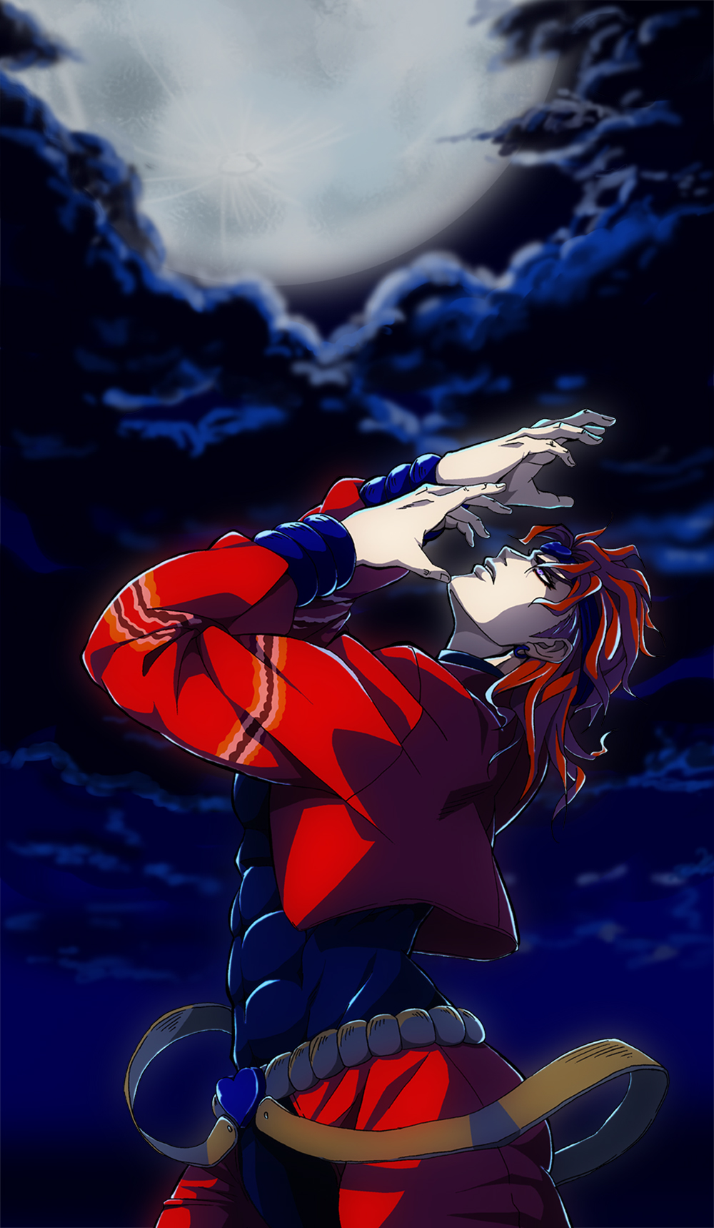 Safebooru - 1boy abs blue eyes clouds dio brando full moon headband ...