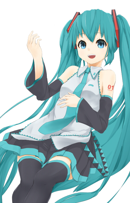 Safebooru - 1girl aqua eyes aqua hair detached sleeves hatsune miku headphones kurono (nagato-to ...