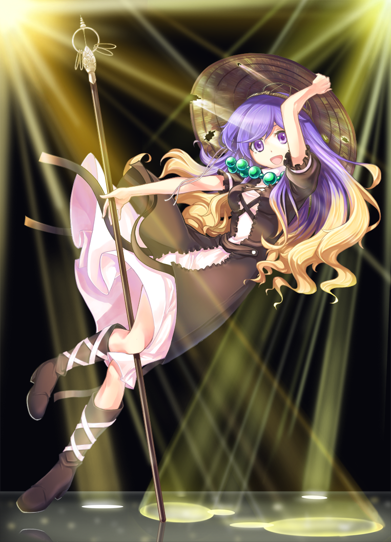 Safebooru - 1girl ajirogasa boots breasts dress gradient hair hat ...