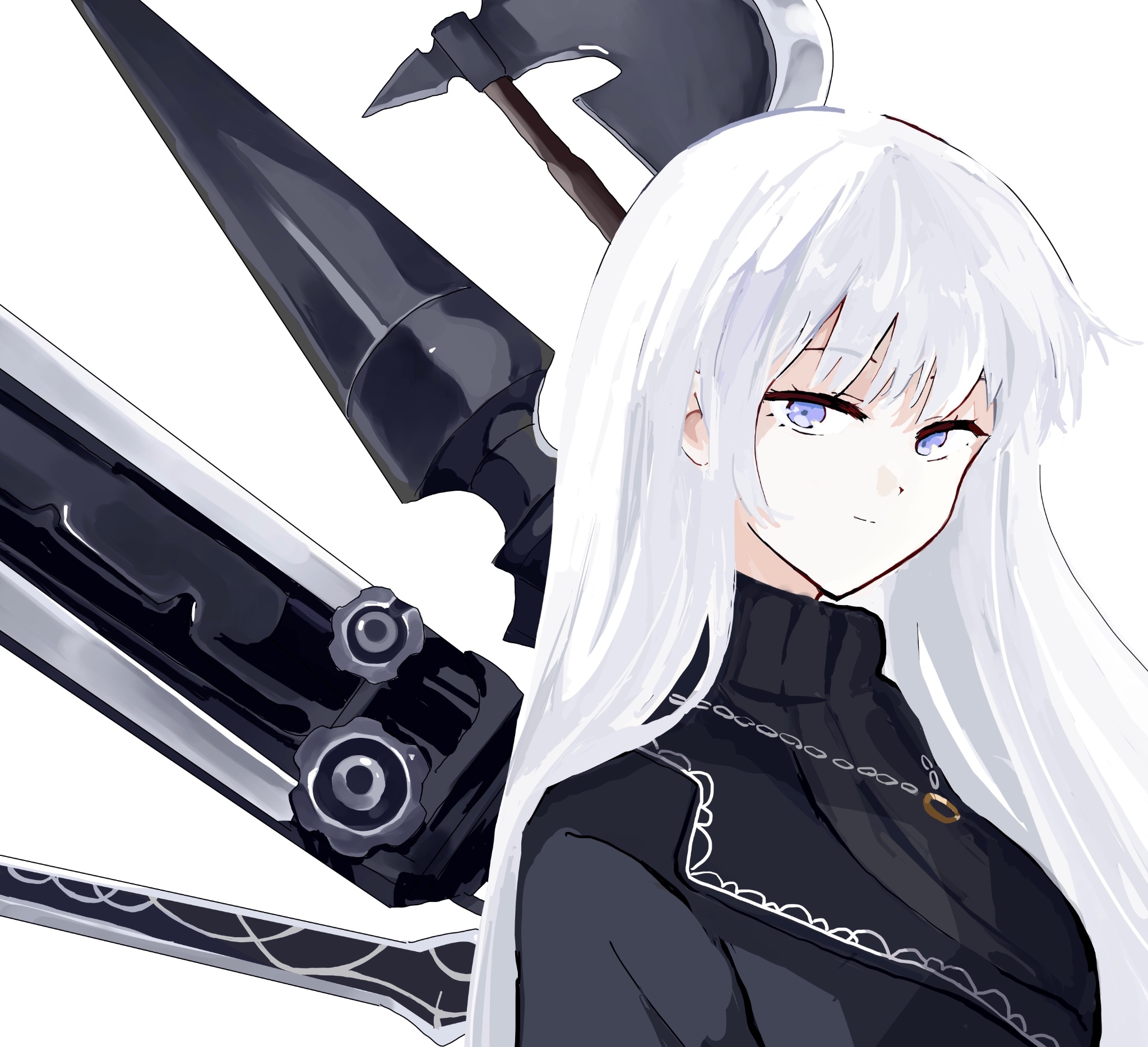 Safebooru - 1girl angelica (project moon) axe black jacket black ...