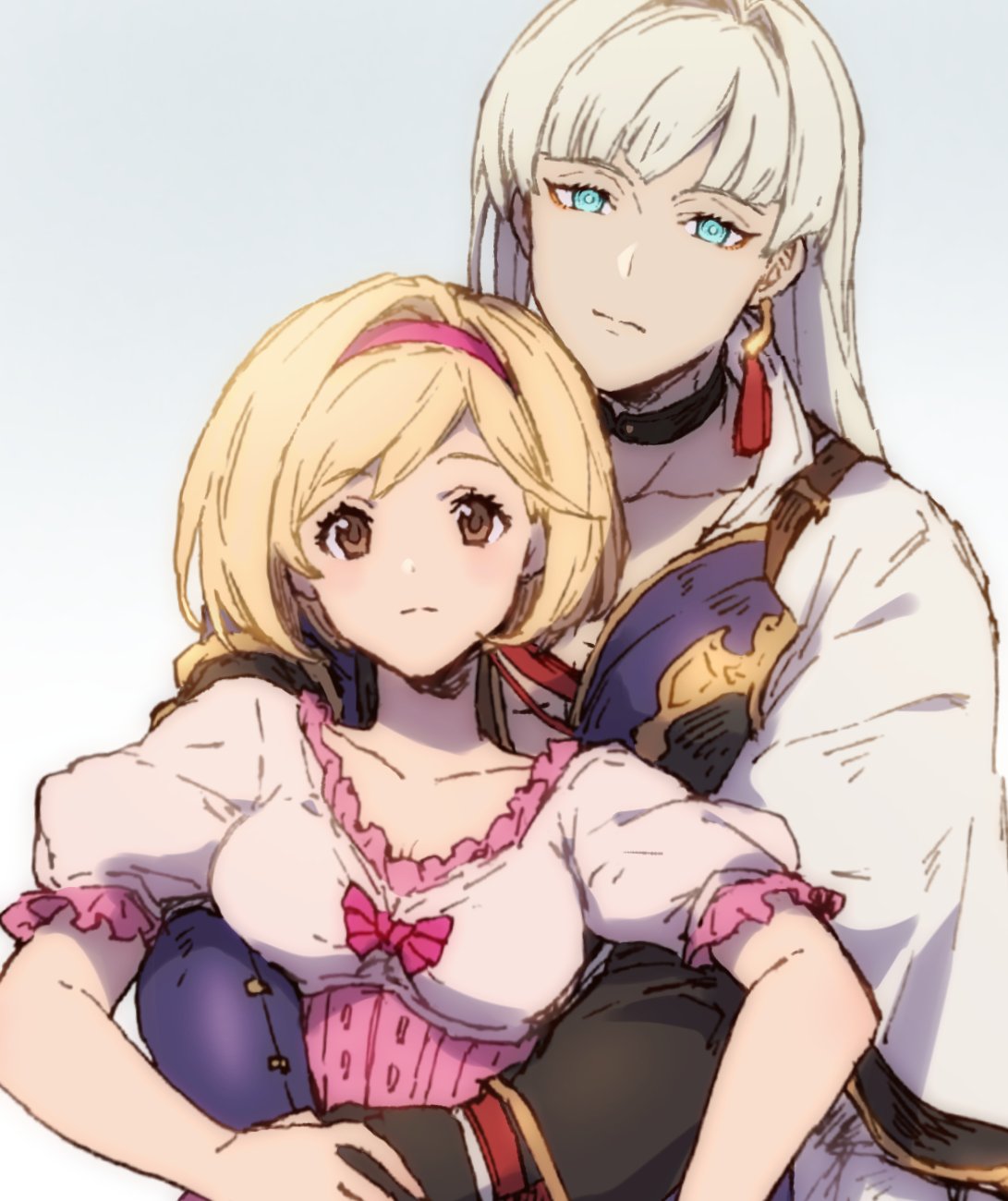 Safebooru - 1boy 1girl blonde hair blue eyes breasts brown eyes cassius (granblue fantasy ...