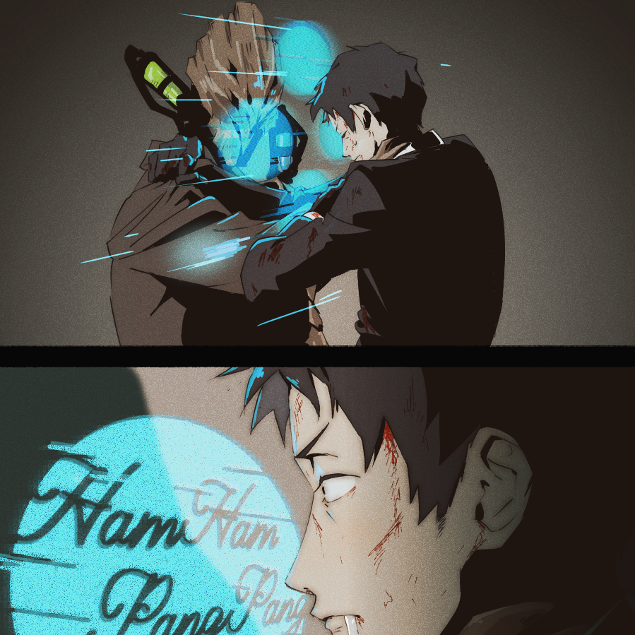 Safebooru - 2boys baral (project moon) black eyes black hair black ...