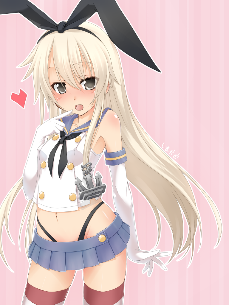 Safebooru - 1girl anchor black panties blonde hair blush brown eyes elbow gloves gloves hair ...