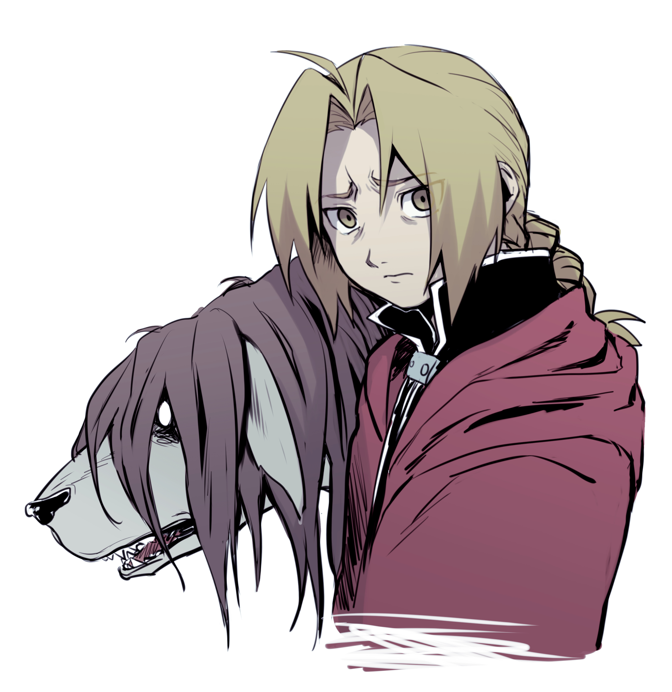 Safebooru - 1boy animal blonde hair braid brown eyes closed mouth ...