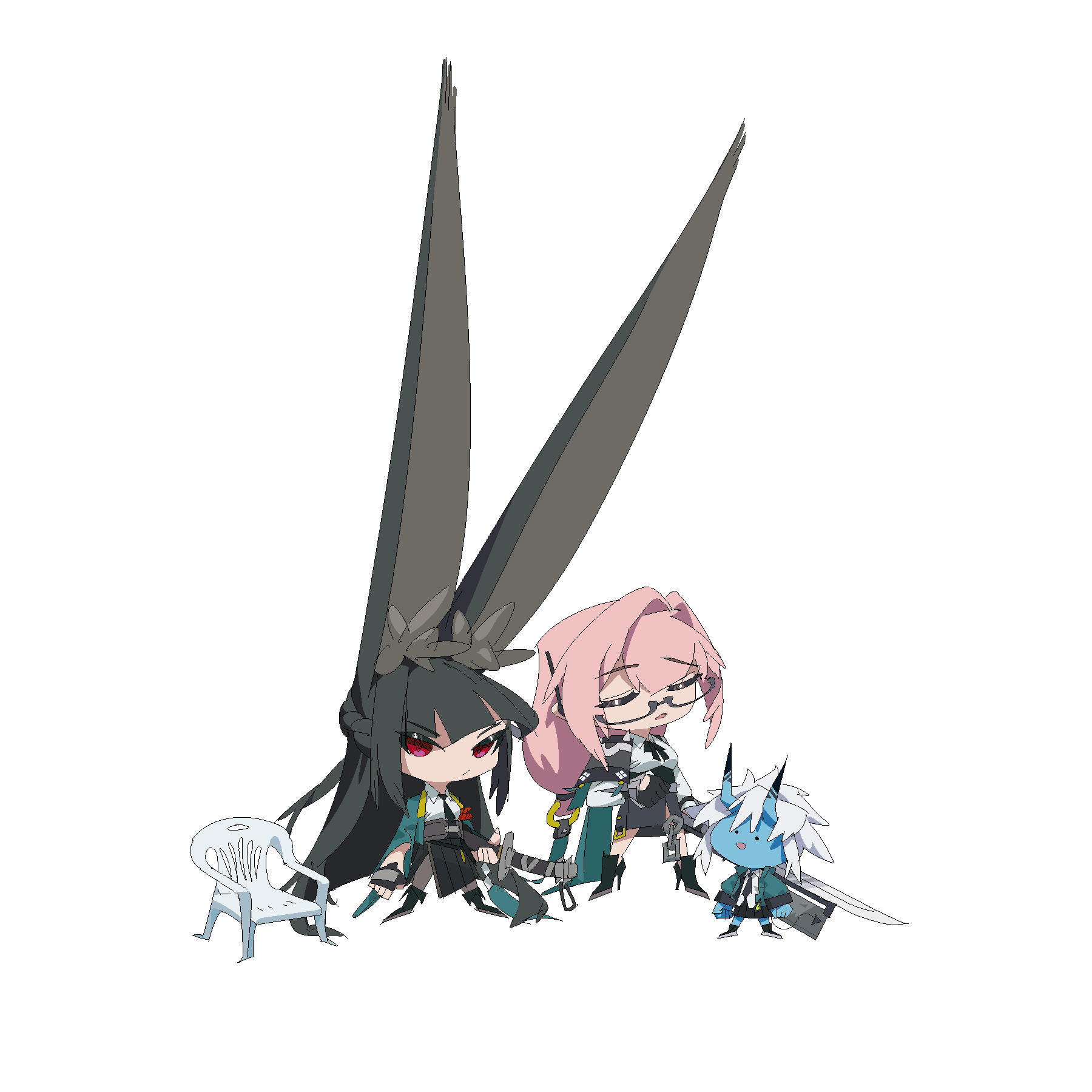 Safebooru - 132 (353488448) 3girls animal ear fluff animal ears armor ...