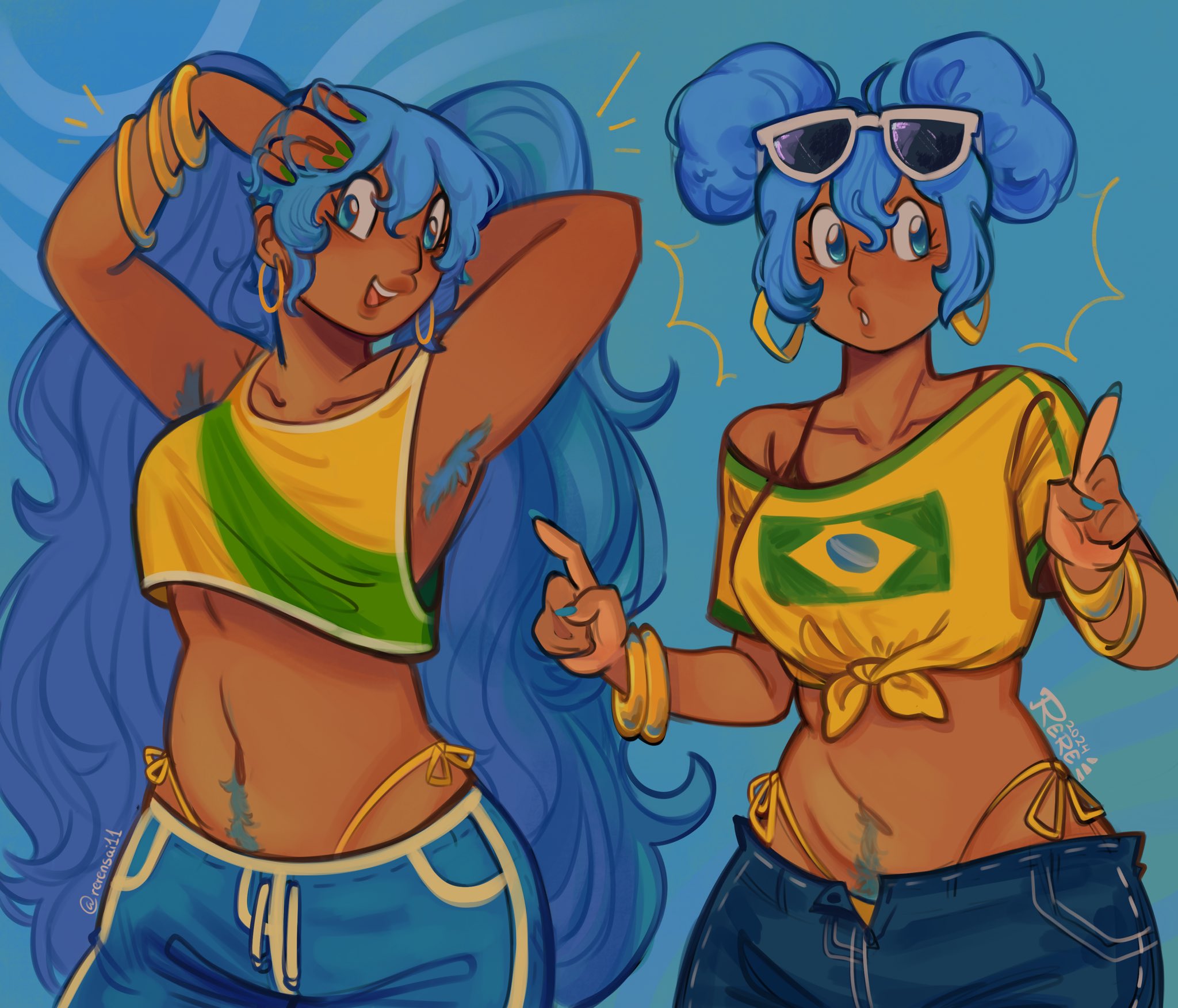 Safebooru 1girl Armpit Hair Bangle Blue Eyes Blue Hair Bracelet 9725