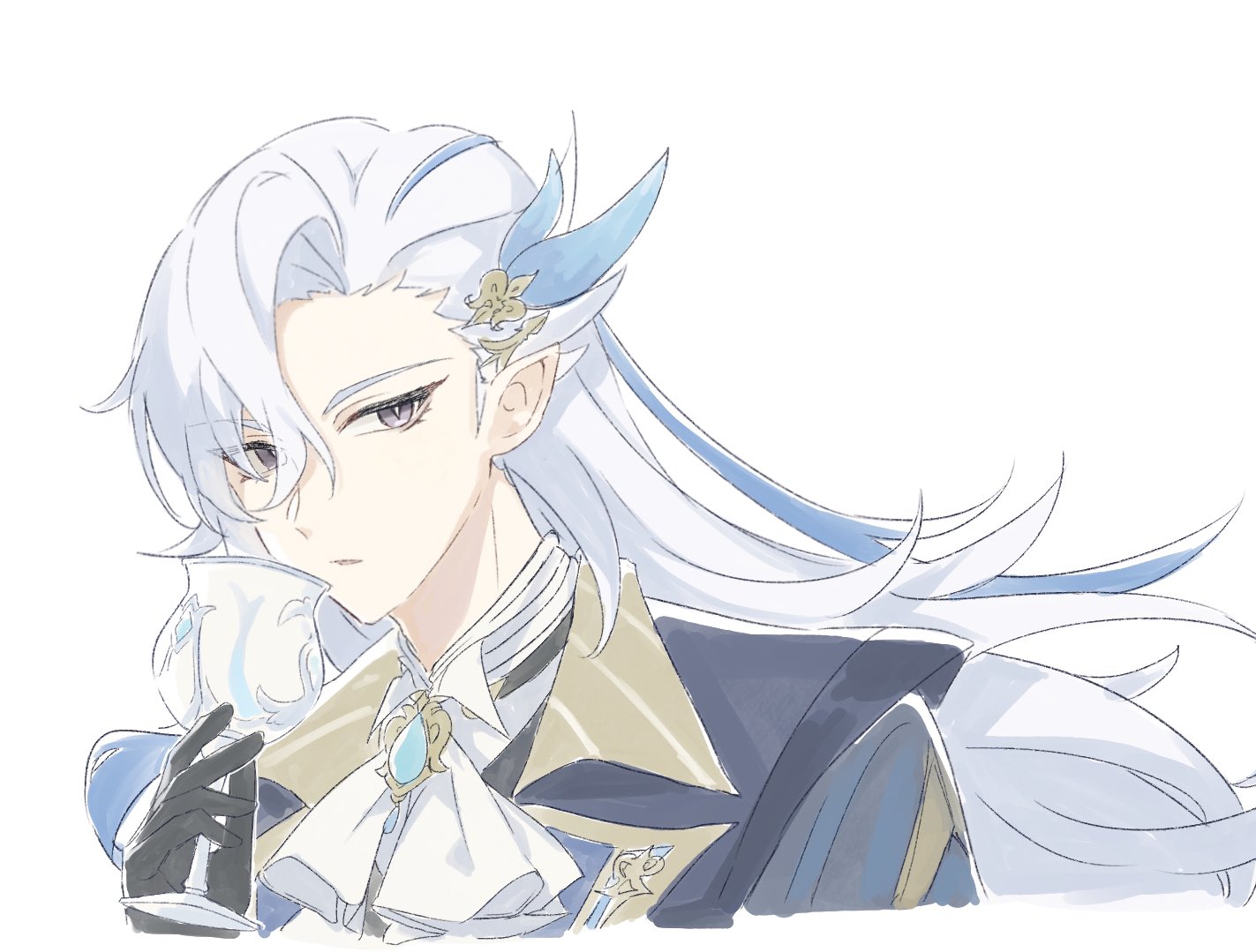 Safebooru - 1boy ascot black gloves blue coat blue hair chalice coat ...