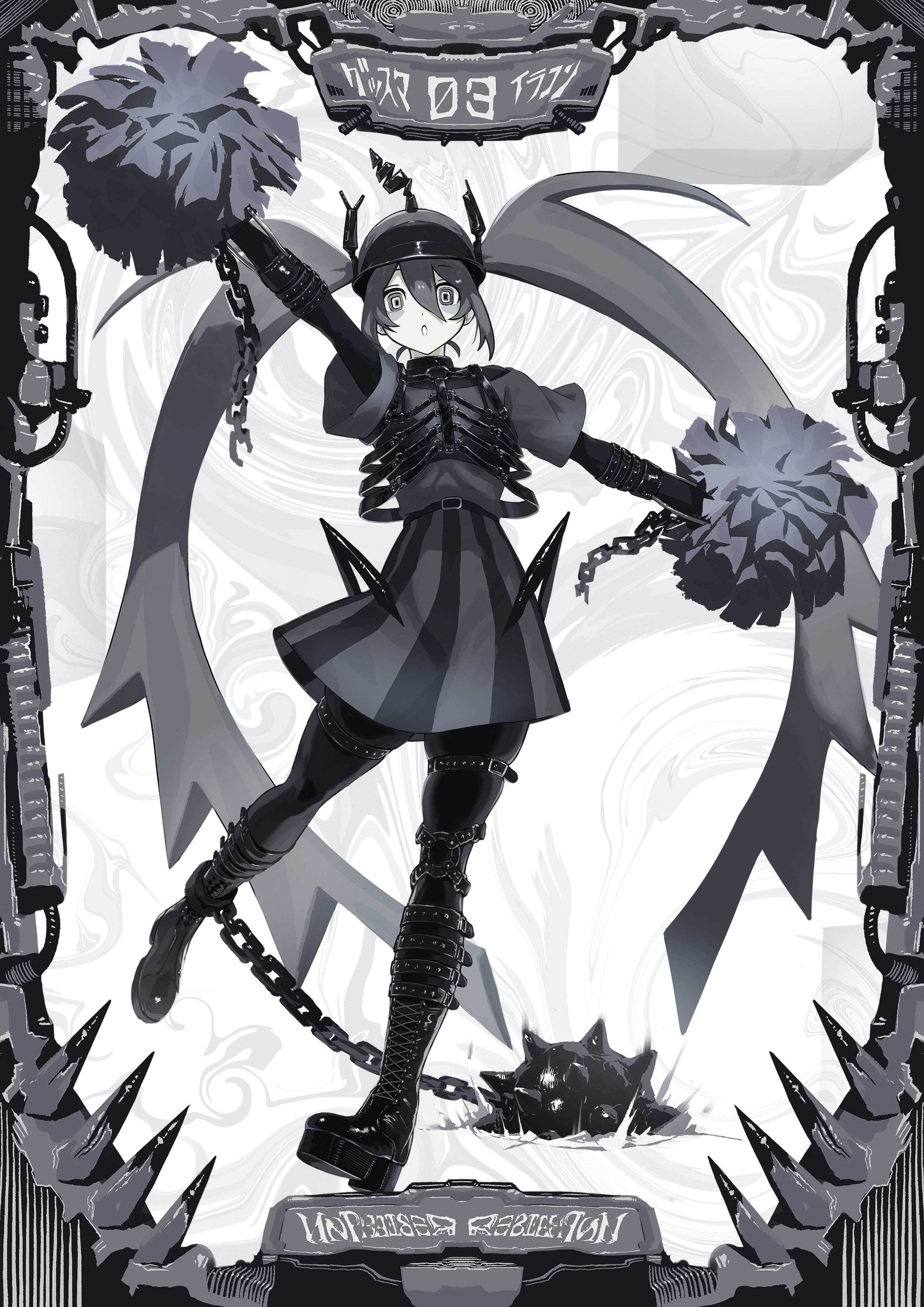 Safebooru - 1girl abstract background absurdres alternate costume alternate hair color arm up ...