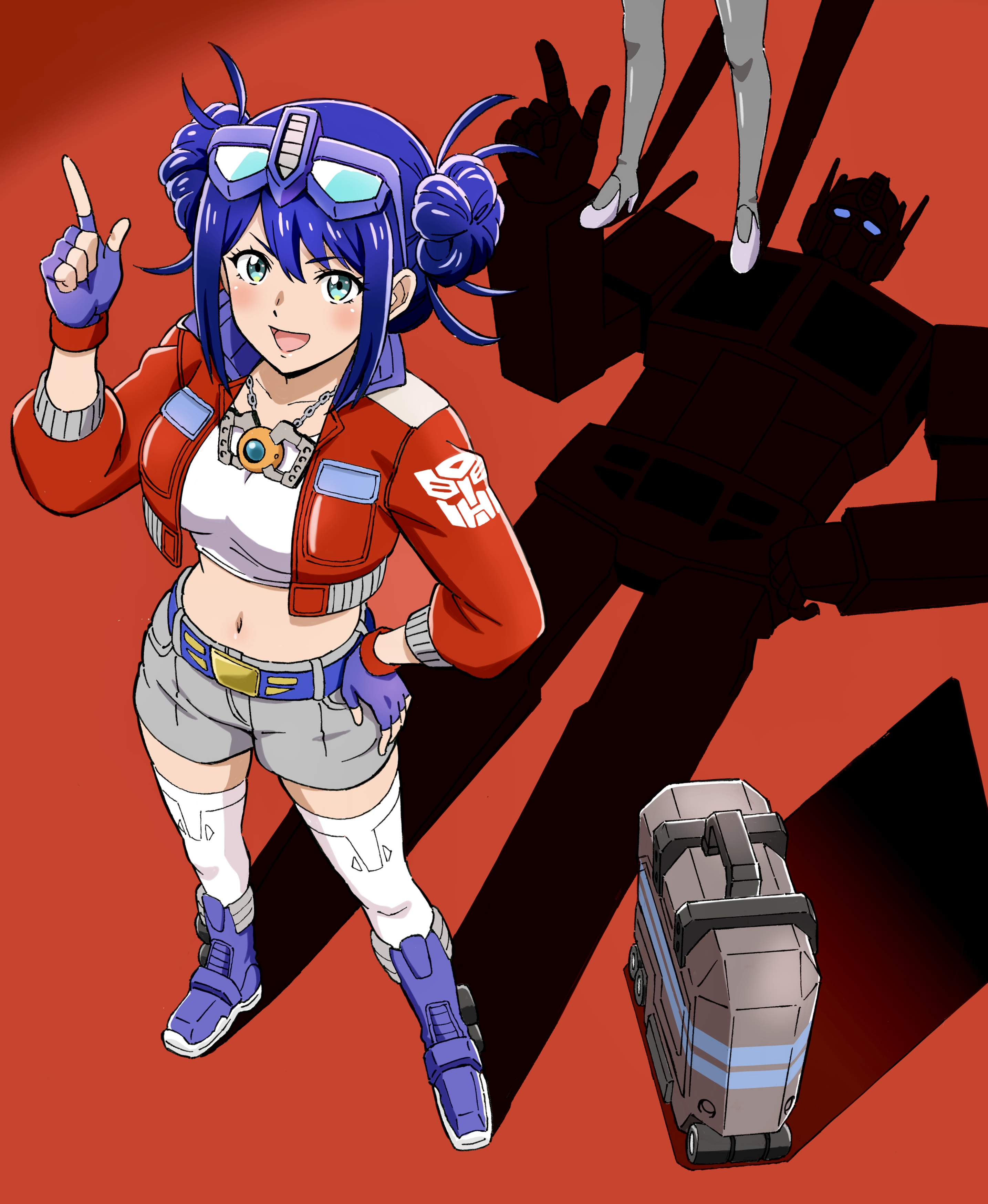 Safebooru - 2girls absurdres autobot blue footwear blue gloves blue ...