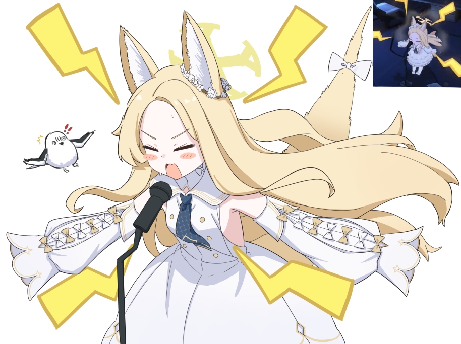 Safebooru - ! !! 1girl ^^^ animal animal ears ascot bird blonde hair blue archive blue ascot ...