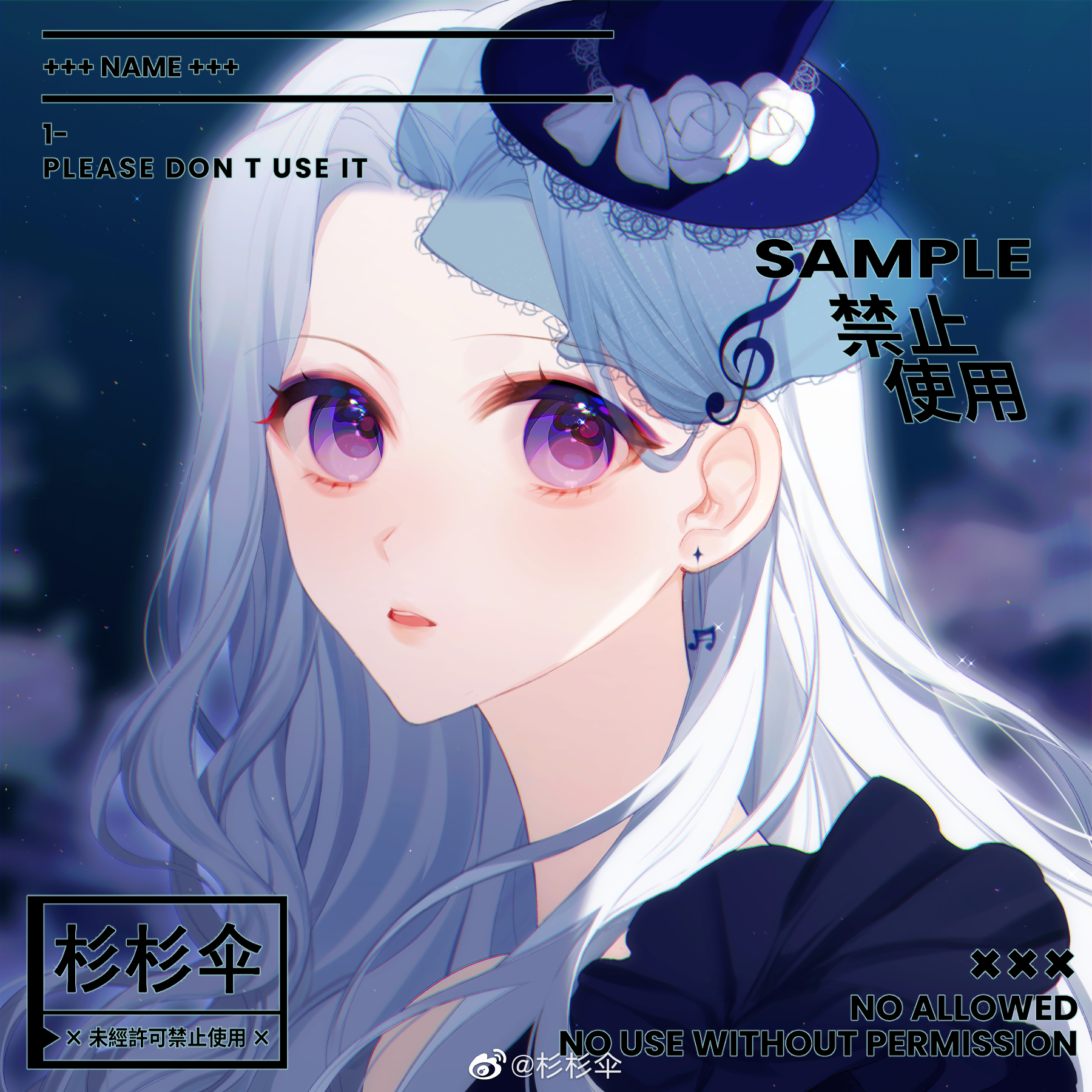 Safebooru - 1girl blue background blue dress blue hat blue veil blurry ...