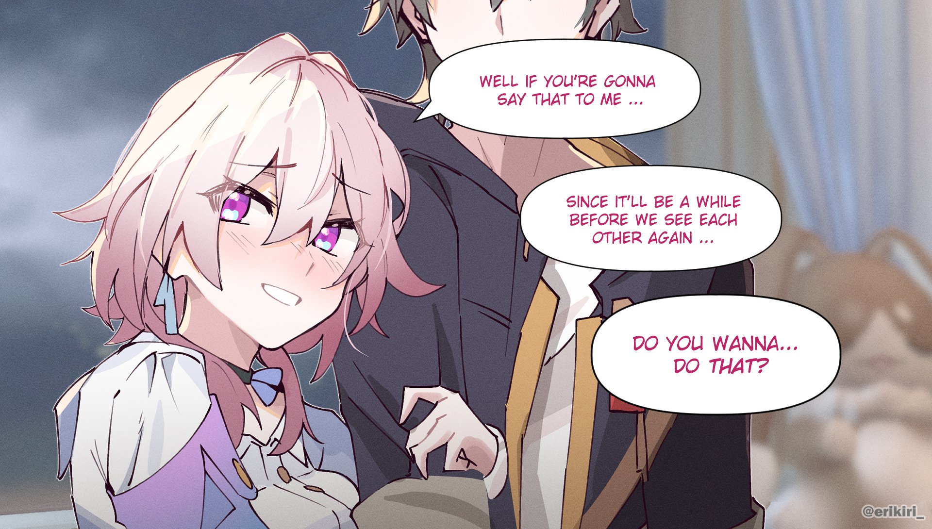 Safebooru - 1boy 1girl arm hug black choker black coat blue eyes blue jacket blush breasts ...