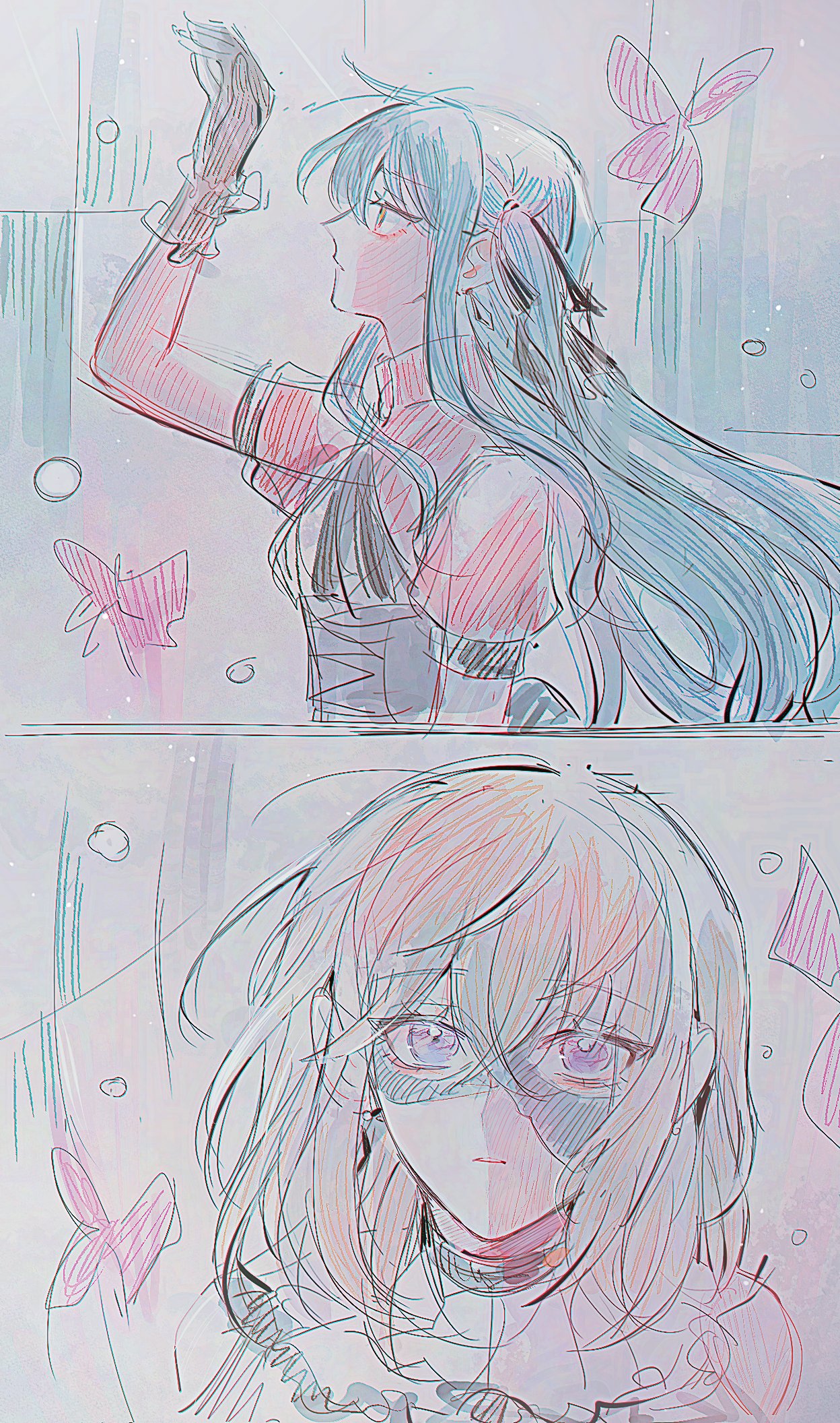 Safebooru - 2girls arm up bang dream! bang dream! it's mygo!!!!! black corset black gloves black ...