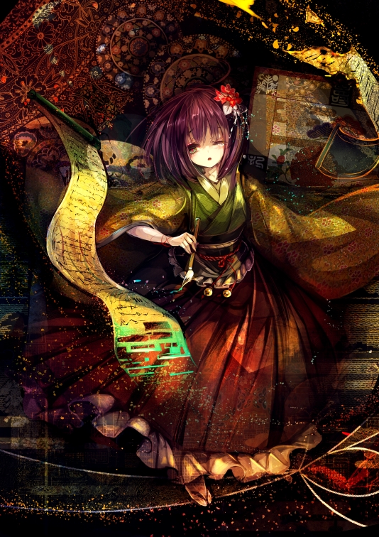 Safebooru 1girl Bell Brush Cis Carcharias Detail Flower Frilled 6984