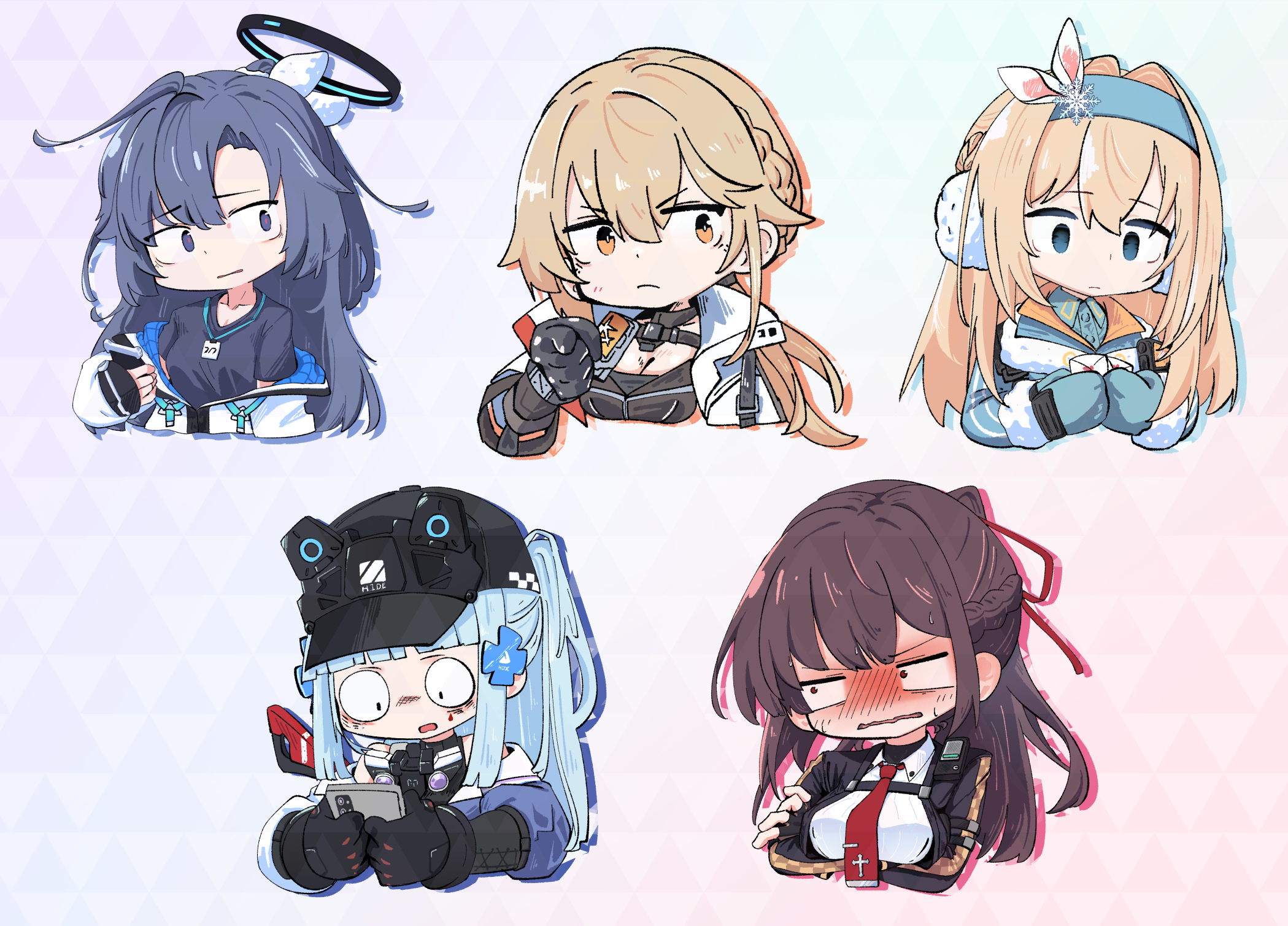 Safebooru - 5girls baseball cap black halo black hat blonde hair blue archive blue hair blush ...