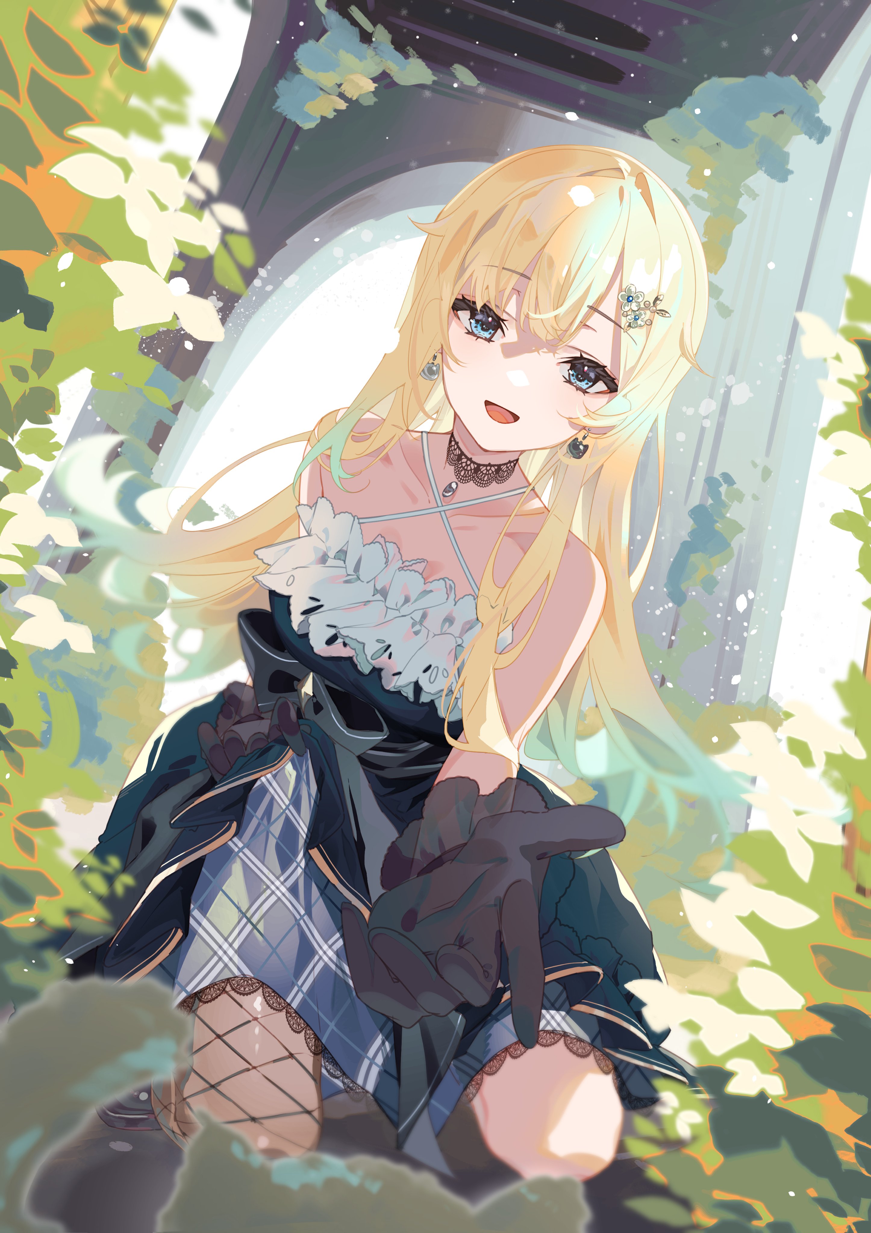 Safebooru - 1girl absurdres aizawa ema aizawa ema (1st costume) amopui animal earrings aqua hair ...