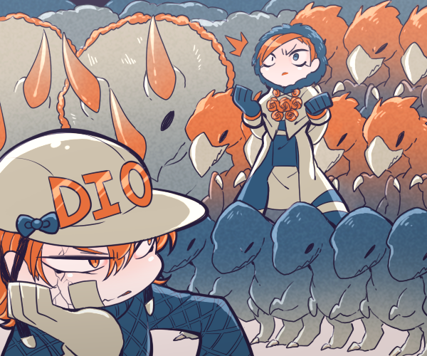 Safebooru - 2boys chibi diego brando dinosaur dr. ferdinand hat jojo no ...