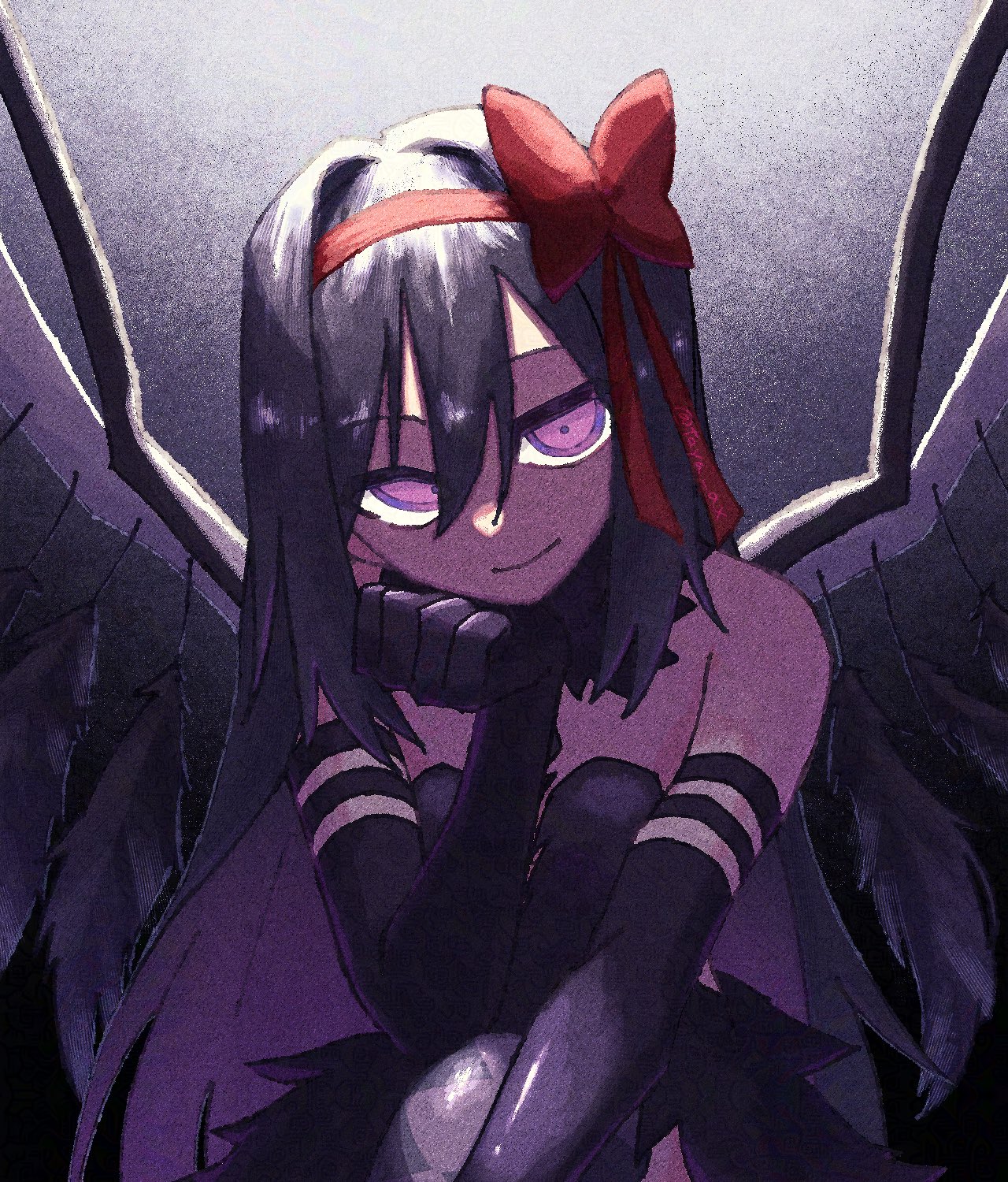 Safebooru - 1girl akemi homura akuma homura black dress black gloves black wings bow closed ...