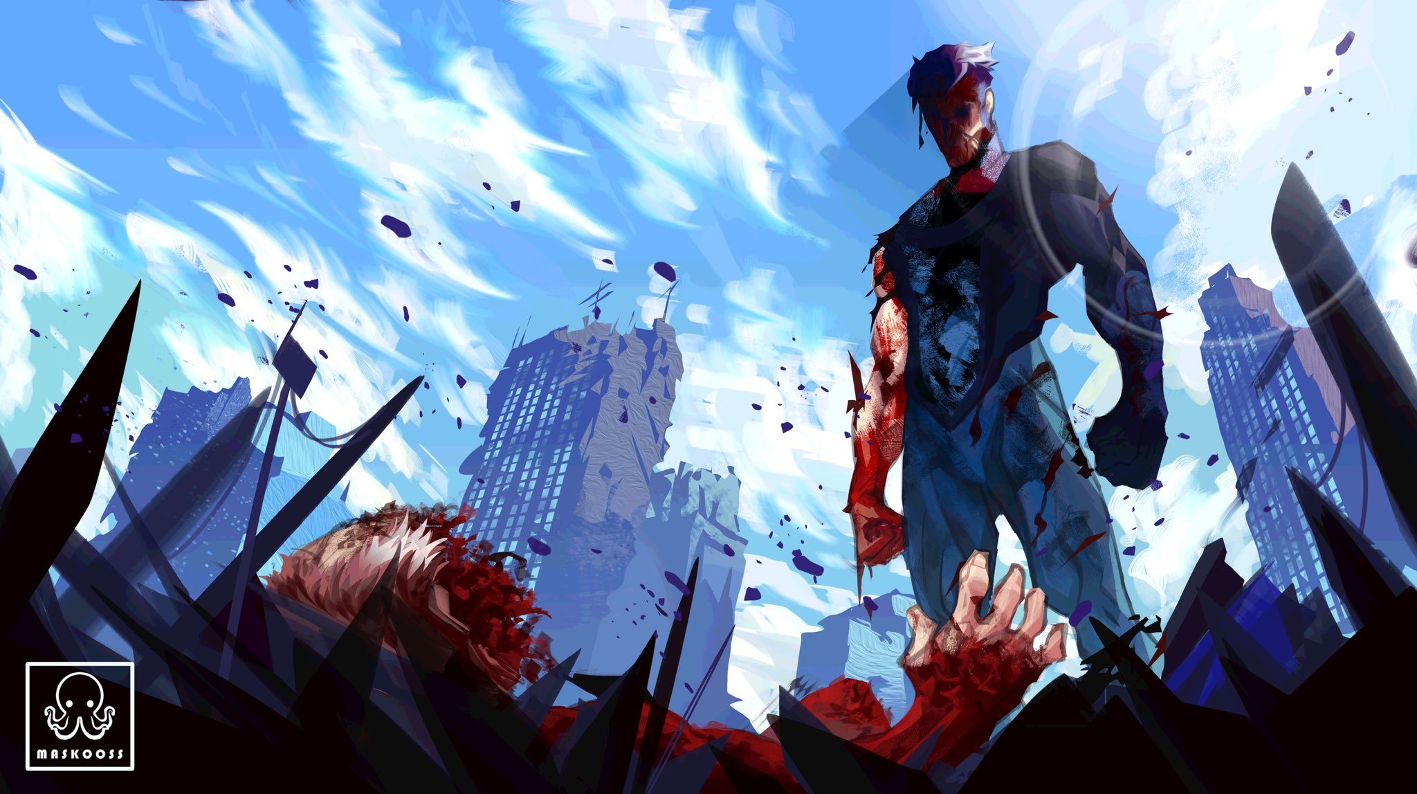 Safebooru - 2boys artist logo artist name bald spot balding black hair ...