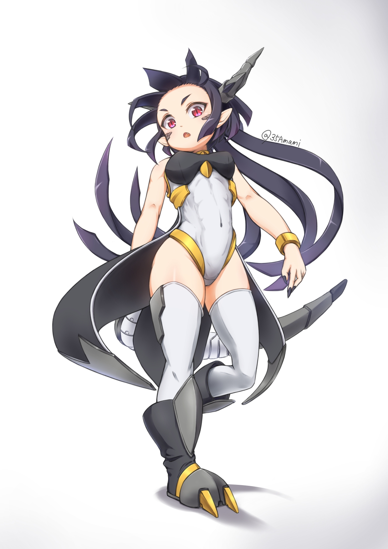 Safebooru - black hair black scales clawed boots dragon girl dragon horns dragon tail ...