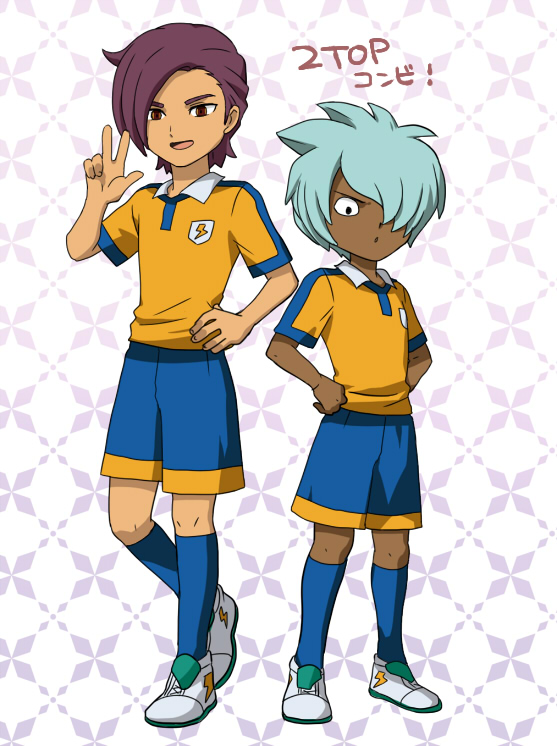 Safebooru - 2boys blue hair dark skin inazuma eleven (series) inazuma ...