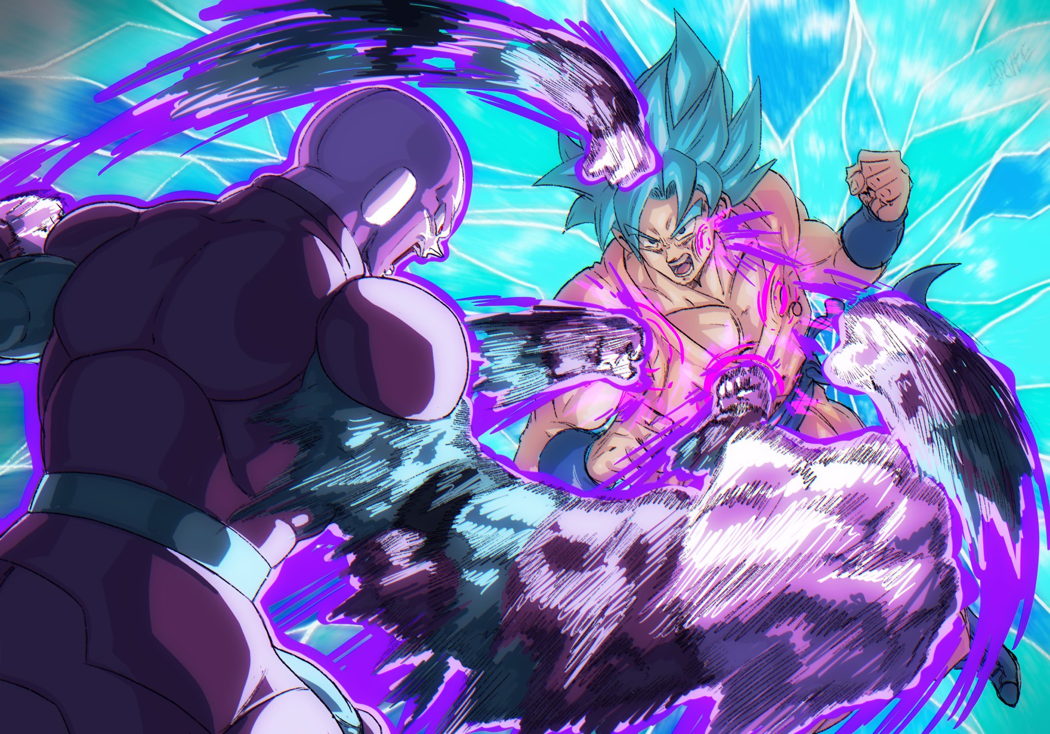 Safebooru - 2boys afterimage bald battle blue background blue eyes blue ...