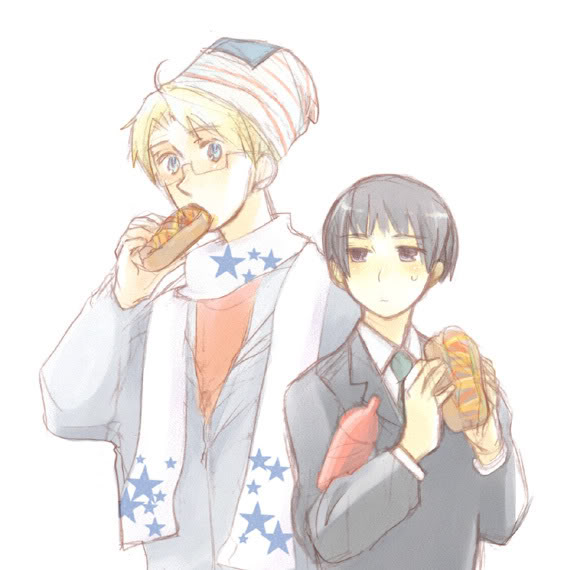Safebooru - 2boys america (hetalia) axis powers hetalia black eyes black hair blonde hair blue ...