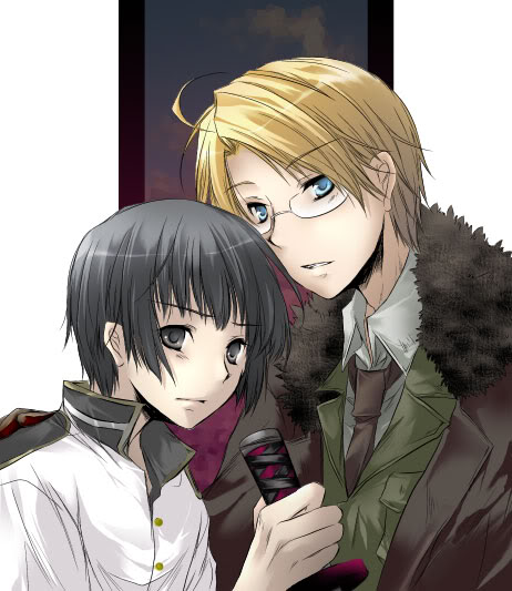 Safebooru - 2boys america (hetalia) axis powers hetalia black eyes black hair blonde hair blue ...
