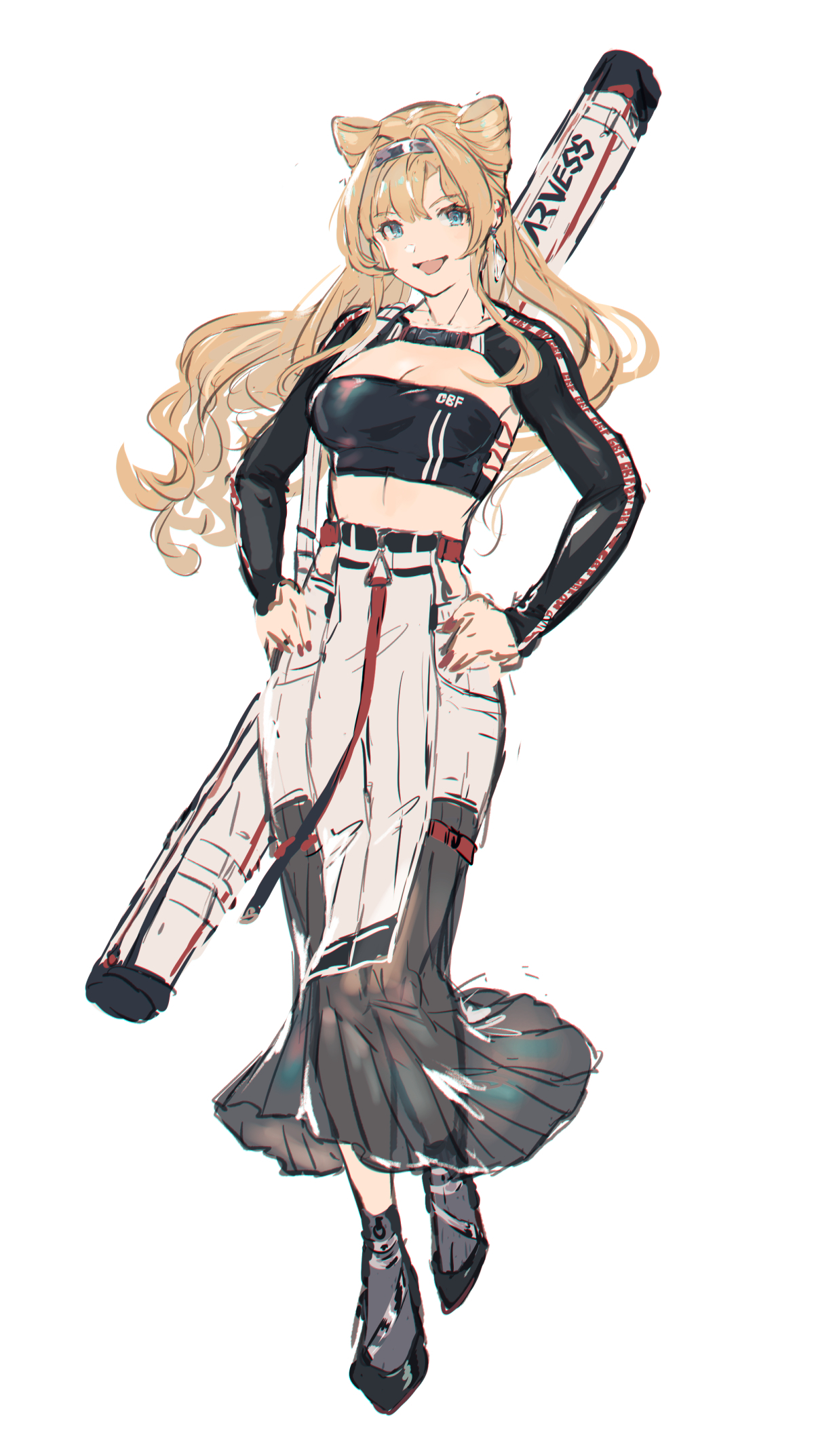 Safebooru - 1girl :d alternate costume alternate hairstyle bangs blonde hair blue eyes boots ...