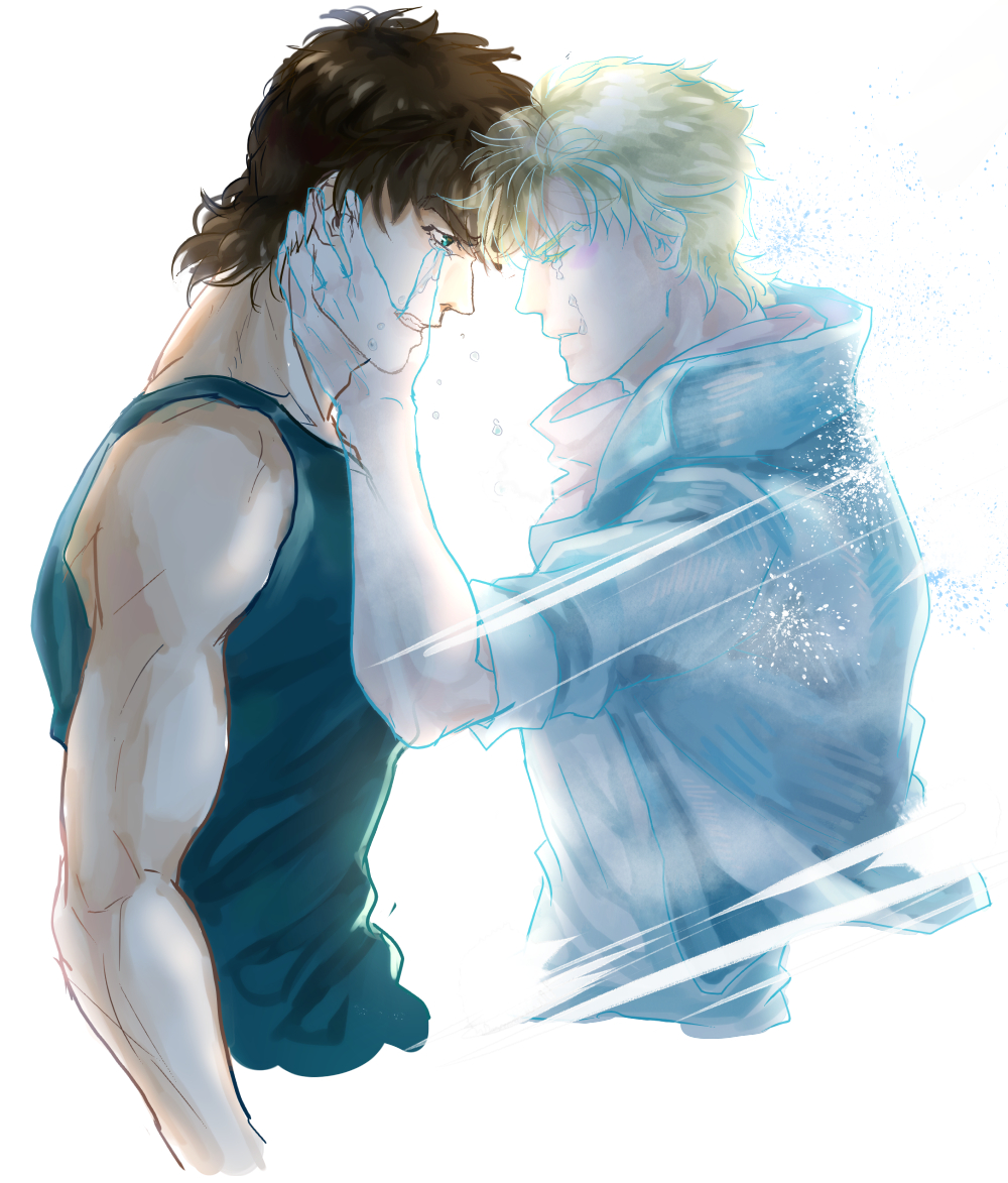 Safebooru - 2boys blonde hair brown hair caesar anthonio zeppeli crying ...