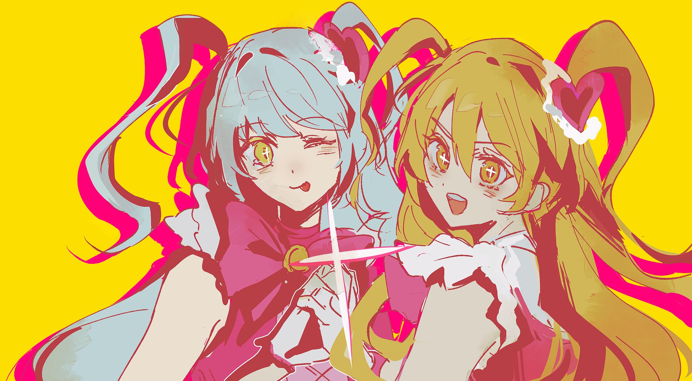 Safebooru - blonde hair blue hair bow bowtie bright pupils cosplay ...