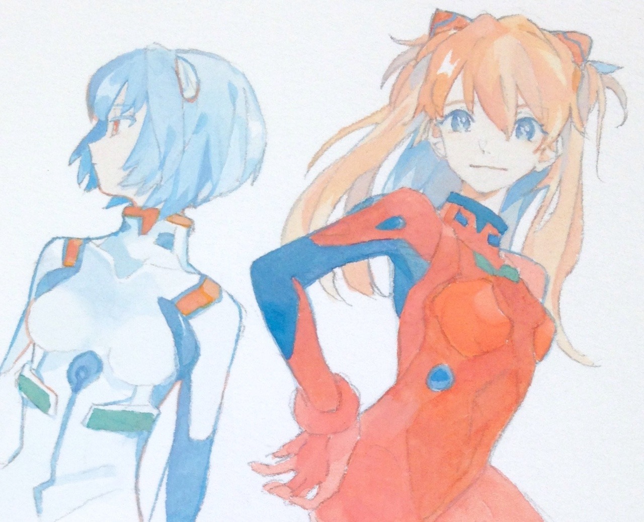 Safebooru - 2girls ayanami rei bad id bad tumblr id blue hair bodysuit interface headset ...