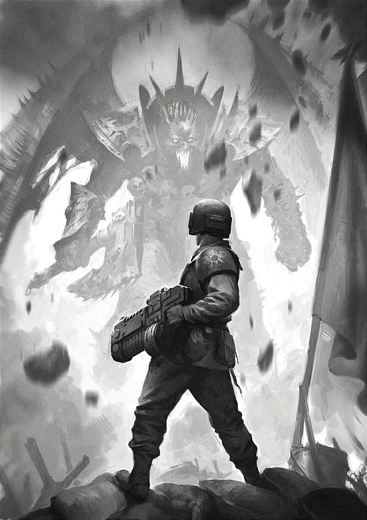 Safebooru - 2boys angron armor astra militarum axe banner canteen chain ...