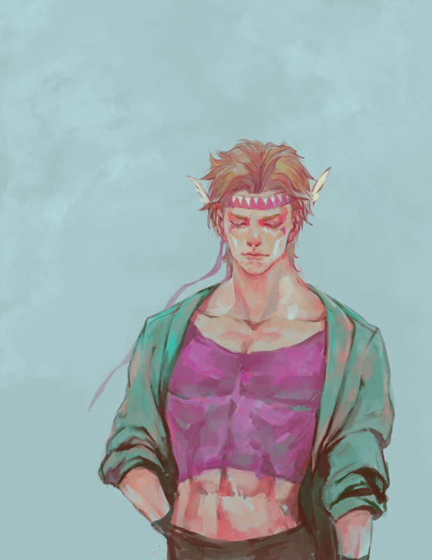 Safebooru - 1boy blonde hair caesar anthonio zeppeli closed eyes facial ...