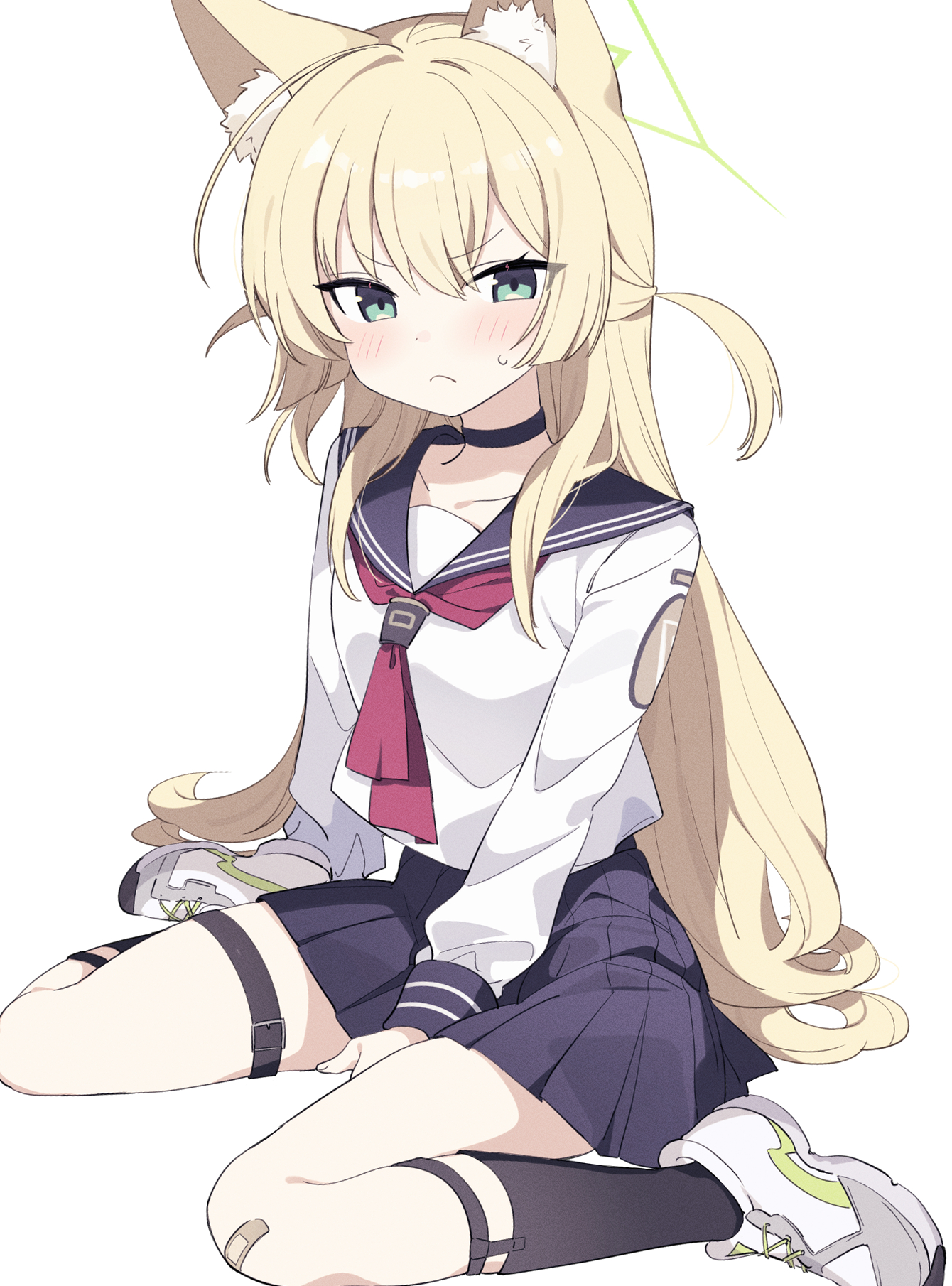 Safebooru - 1girl animal ear fluff animal ears bandaid bandaid on knee bandaid on leg between ...