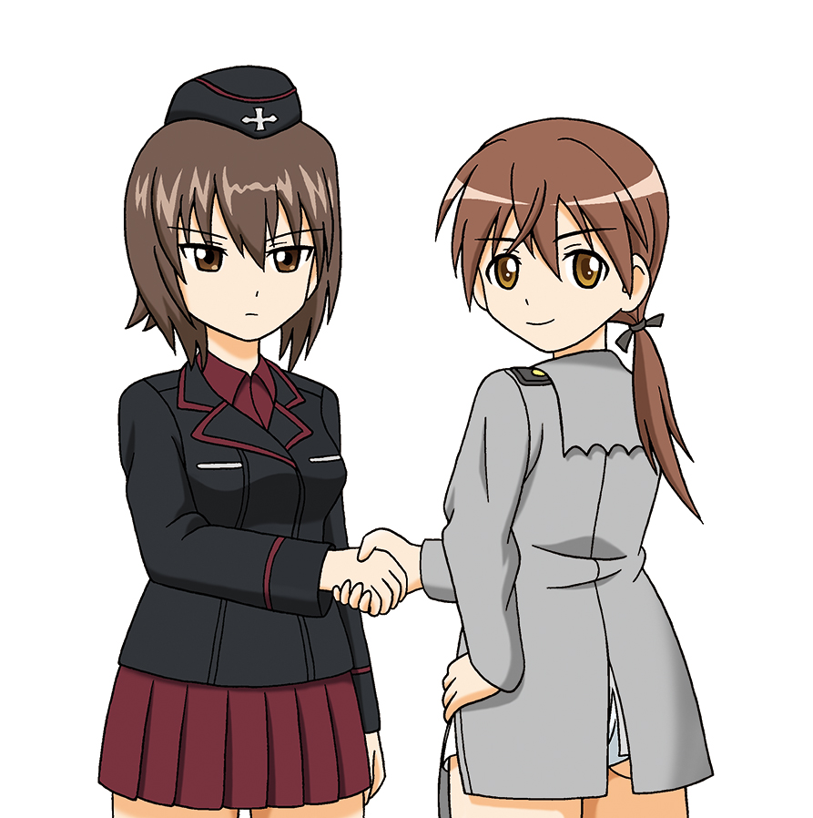 Safebooru - 2girls brown hair garrison cap gertrud barkhorn girls und ...