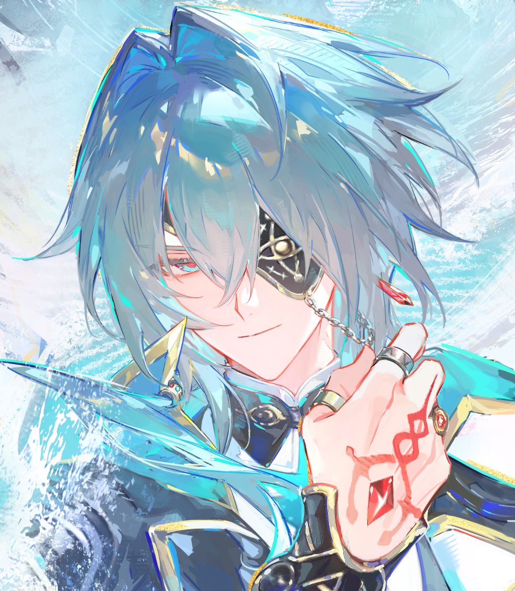 Safebooru - 1boy anaxa (honkai: star rail) bishounen blue eyes blue ...