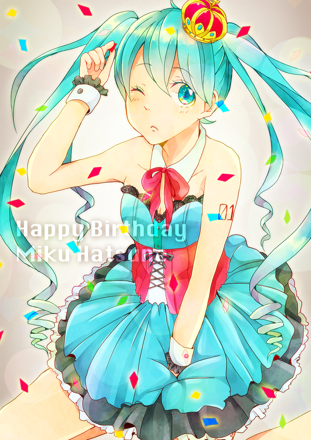 Safebooru - 1girl aqua eyes aqua hair bowtie character name collar ...