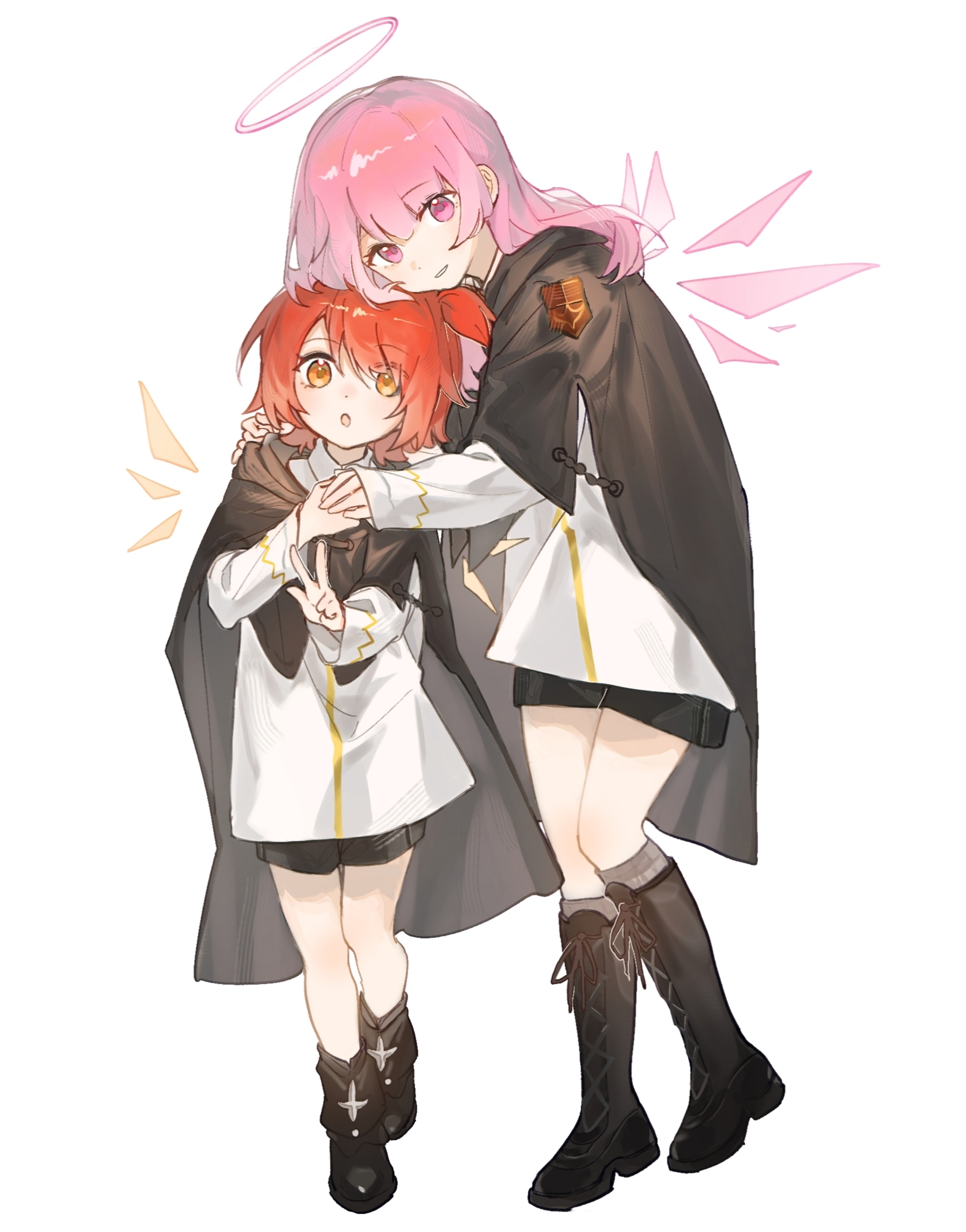 Safebooru - 2girls :o adoptive siblings ankle boots arknights black ...