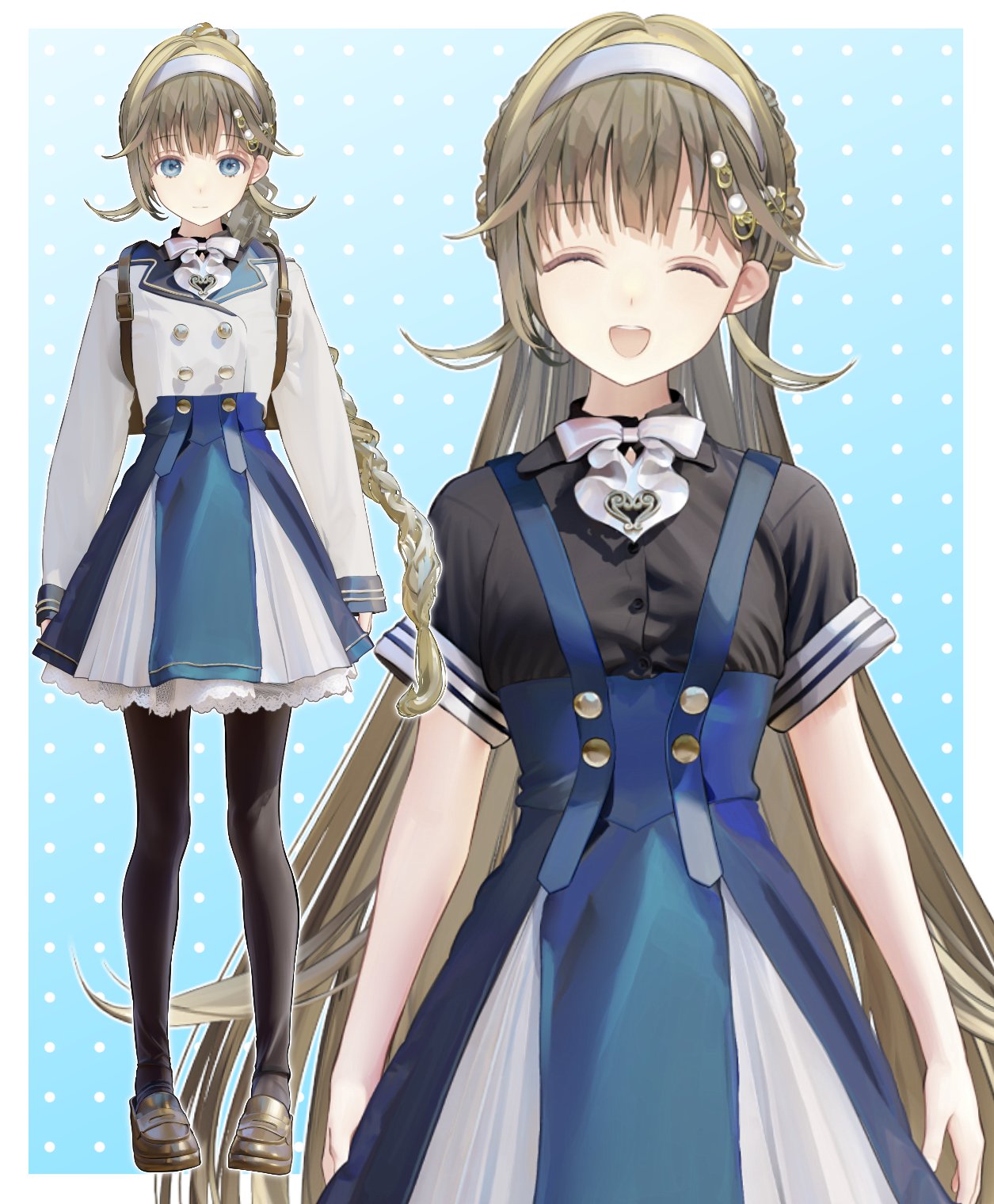 Safebooru - 1girl black pantyhose black shirt braid brown shoes closed ...