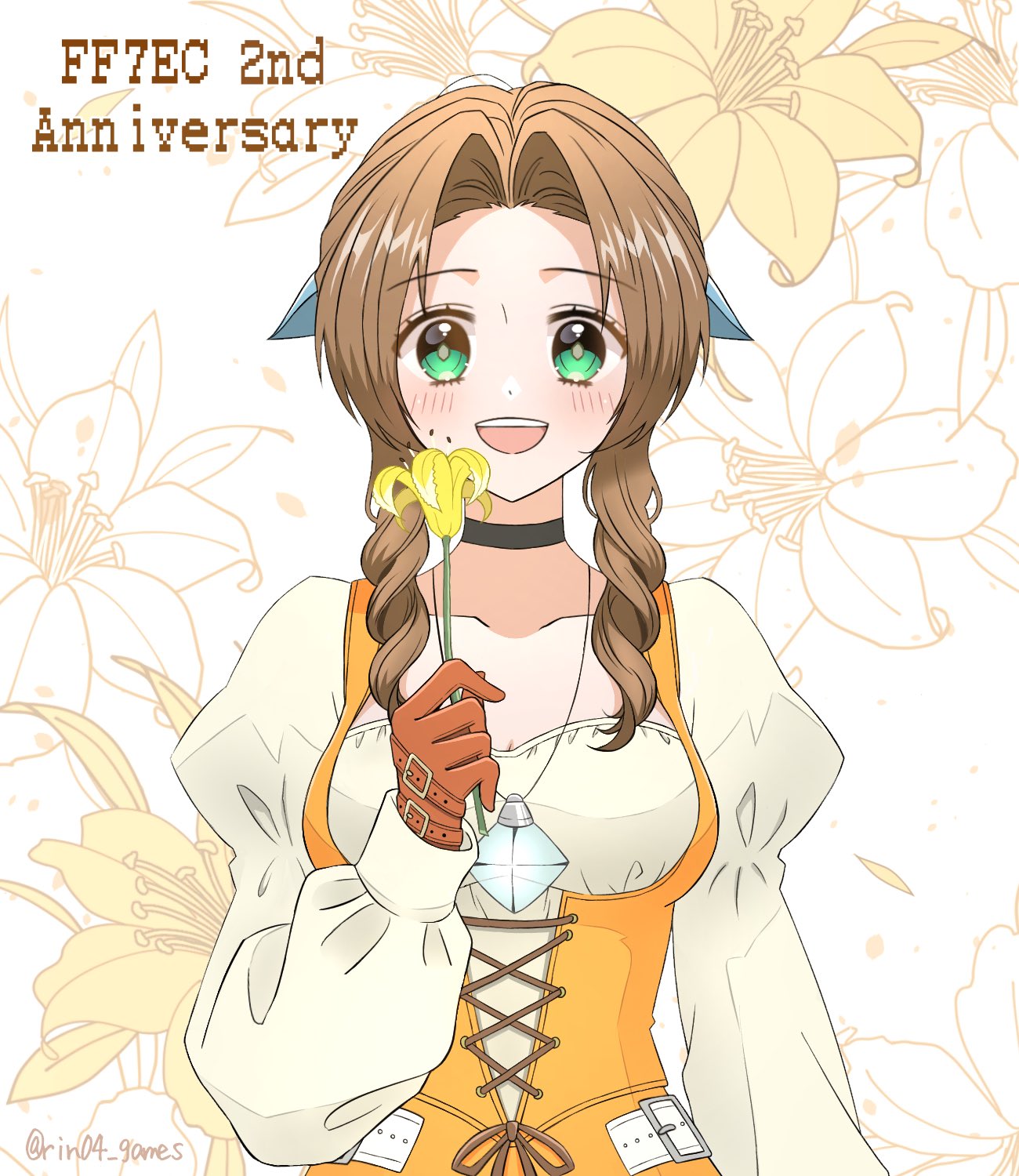 Safebooru - aerith gainsborough aerith gainsborough (garnet's gown) anniversary black choker ...